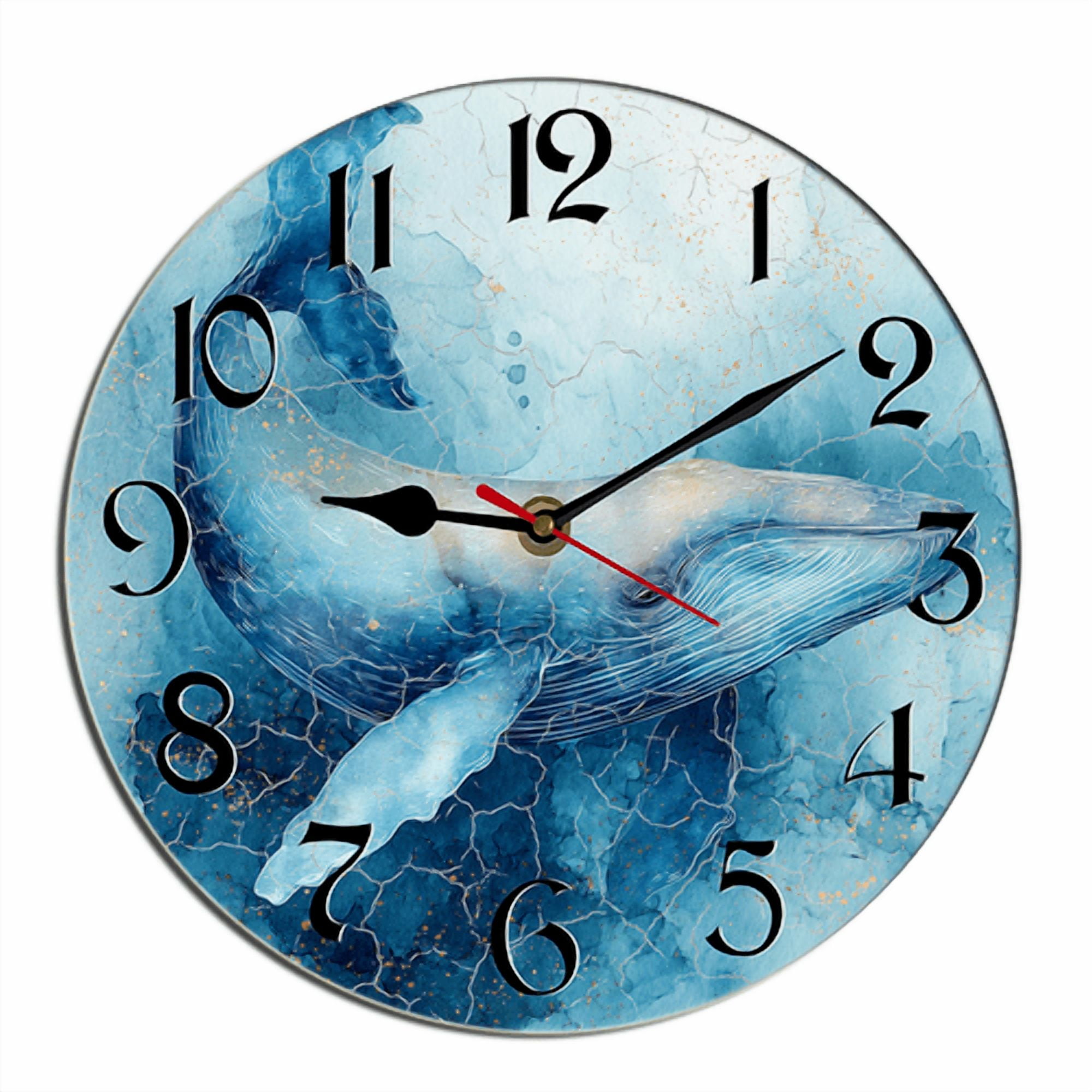 Kurmntregon Whale Wall Clock Ocean Animal Wooden Christmas Spring Non ...