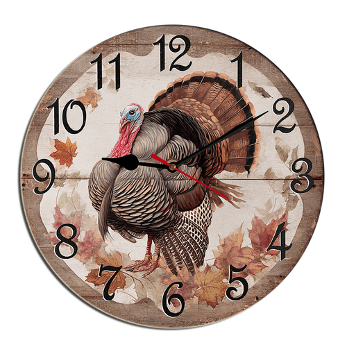 Kurmntregon Wild Turkey Wall Clock Fall Thanksgiving Gobble Maple ...