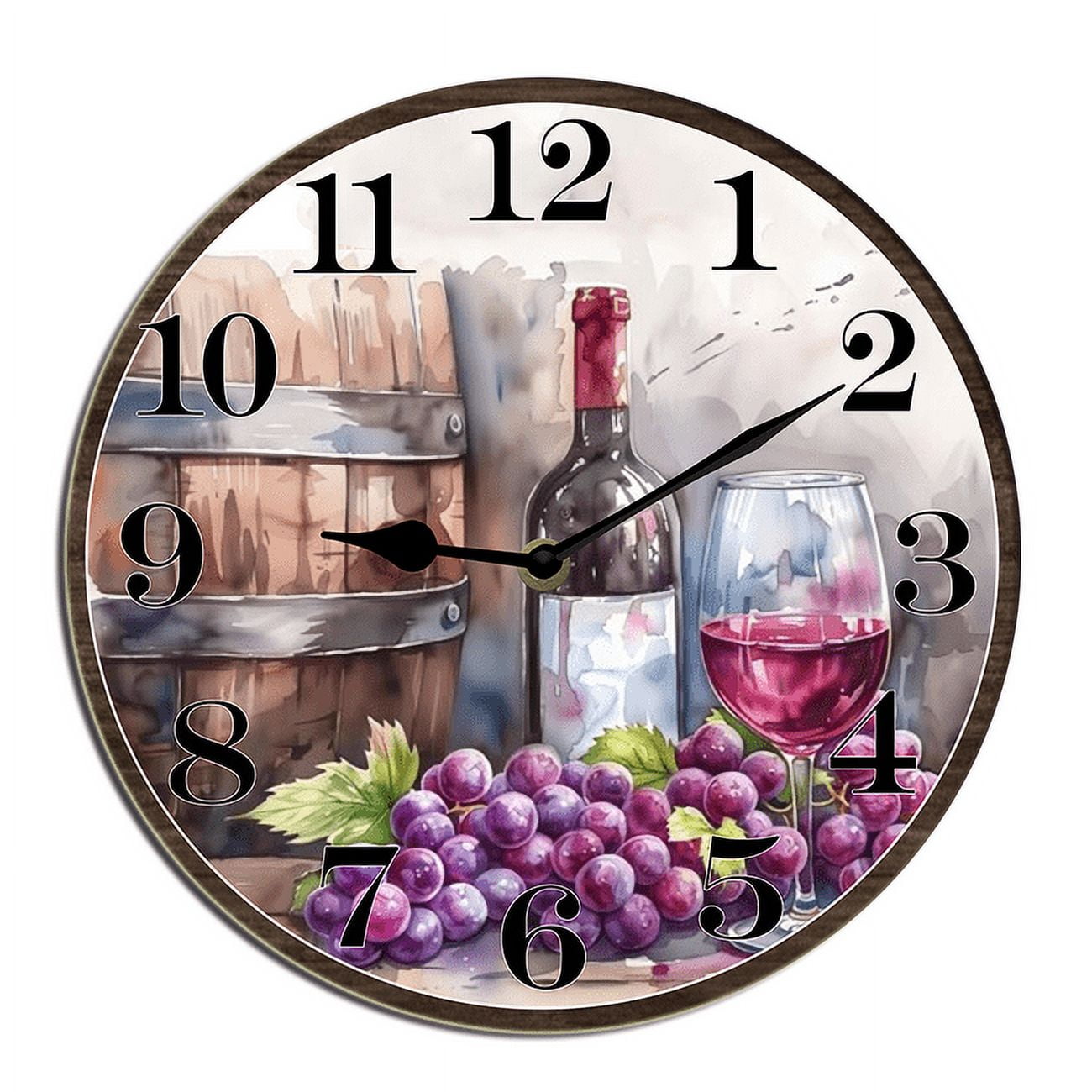 Kurmntregon Wine Wall Clock Winery Bar Decorative Wall Clock Wooden ...