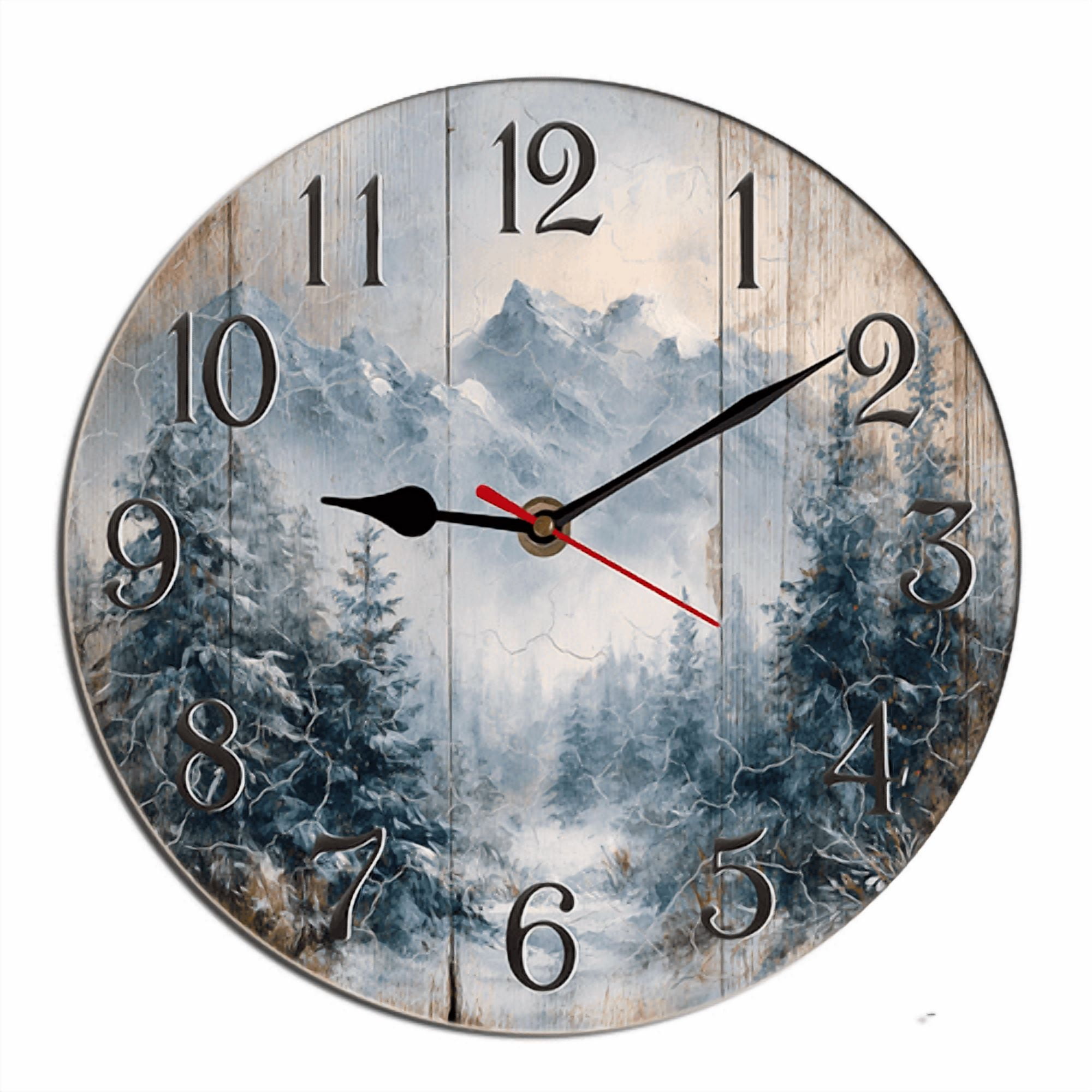 Kurmntregon Winter Forest Wall Clock Christmas Tree Holiday Wooden For ...
