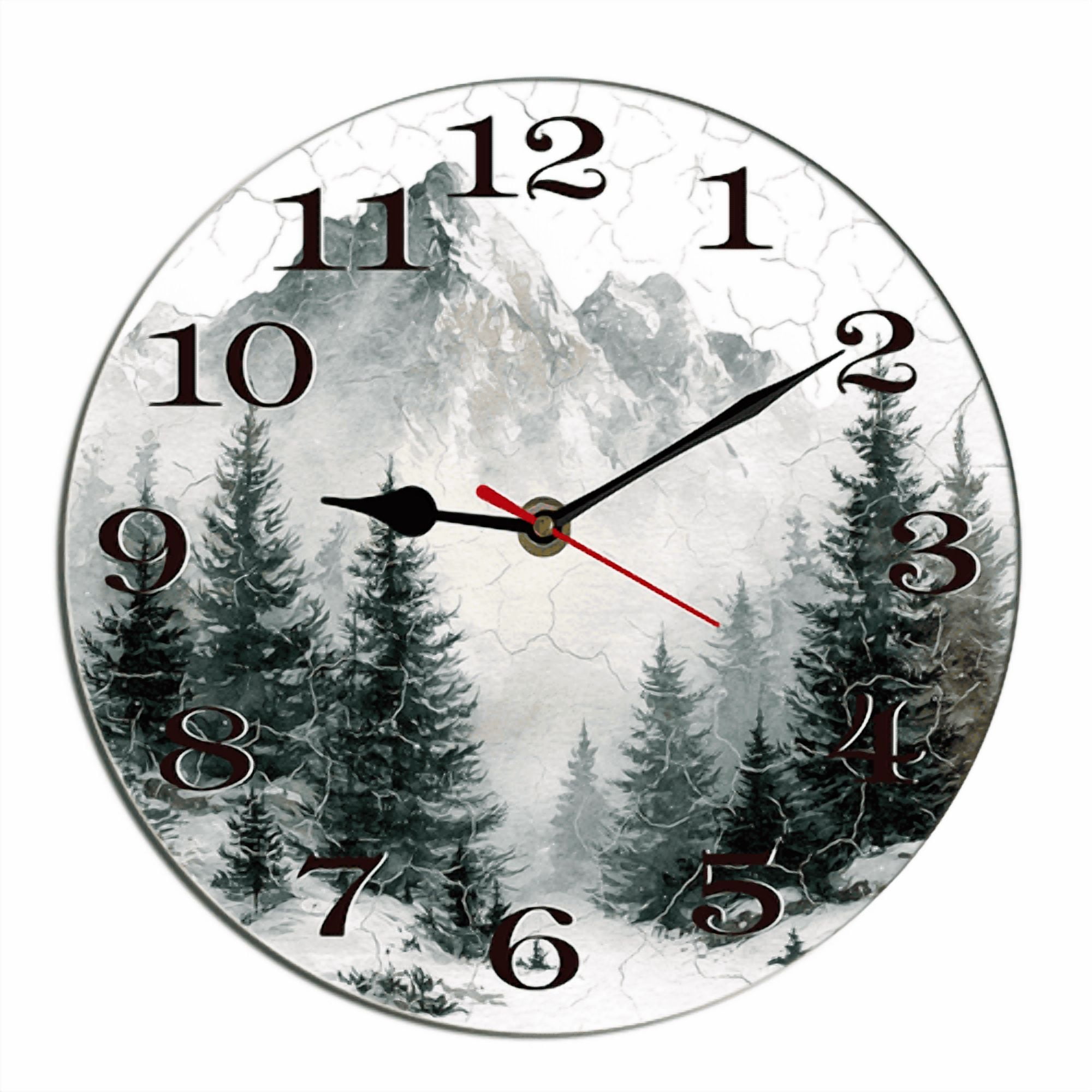 Kurmntregon Winter Forest Wall Clock Christmas Tree Holiday Wooden ...
