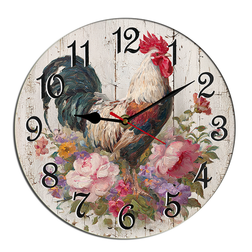 Kurmntregon funny Rooster wall clock chicken animal wooden Christmas ...