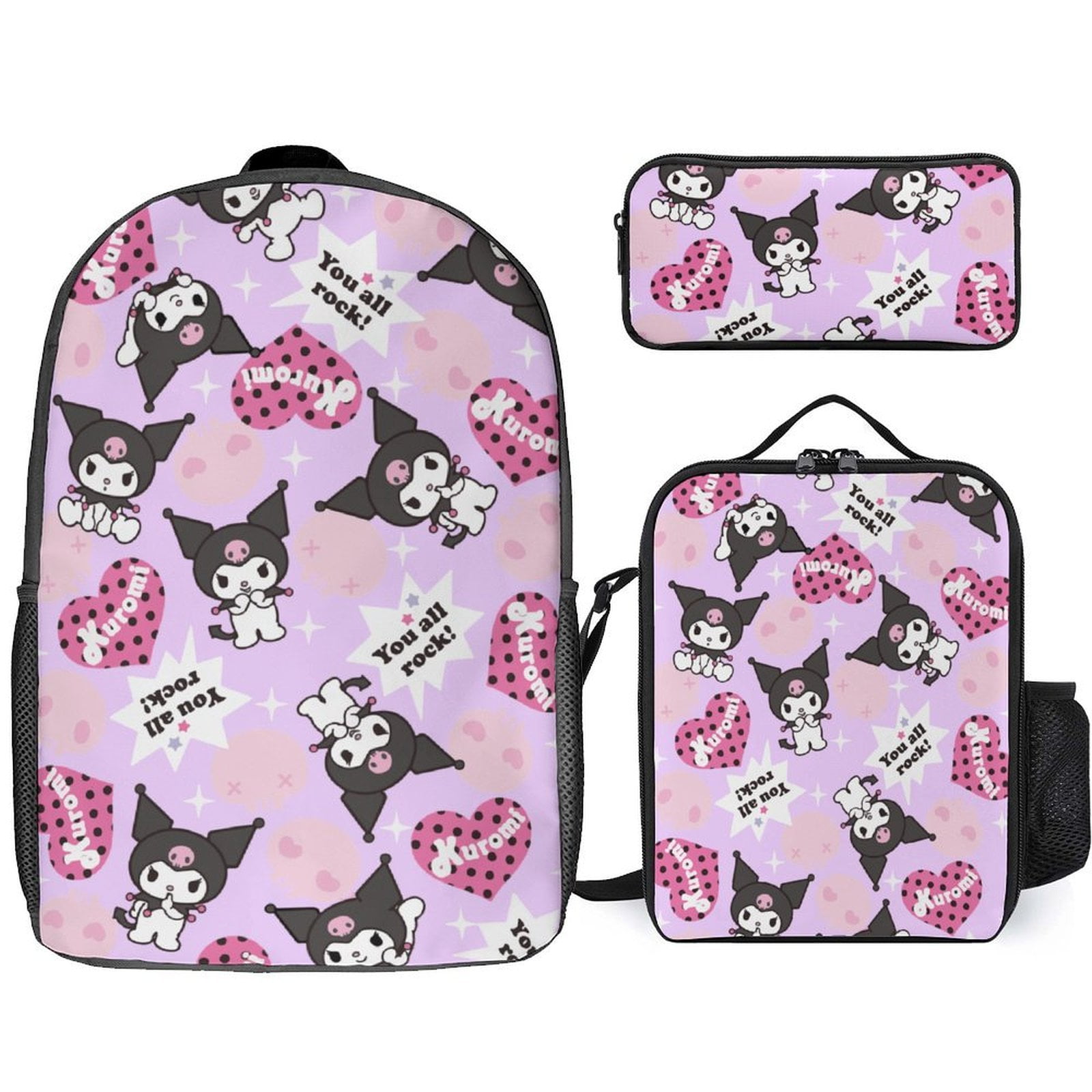 Kuro_mi Backpack Set 17 inch Bags with Lunch Bag Pencilcase Kuro_mi Merch - Walmart.com