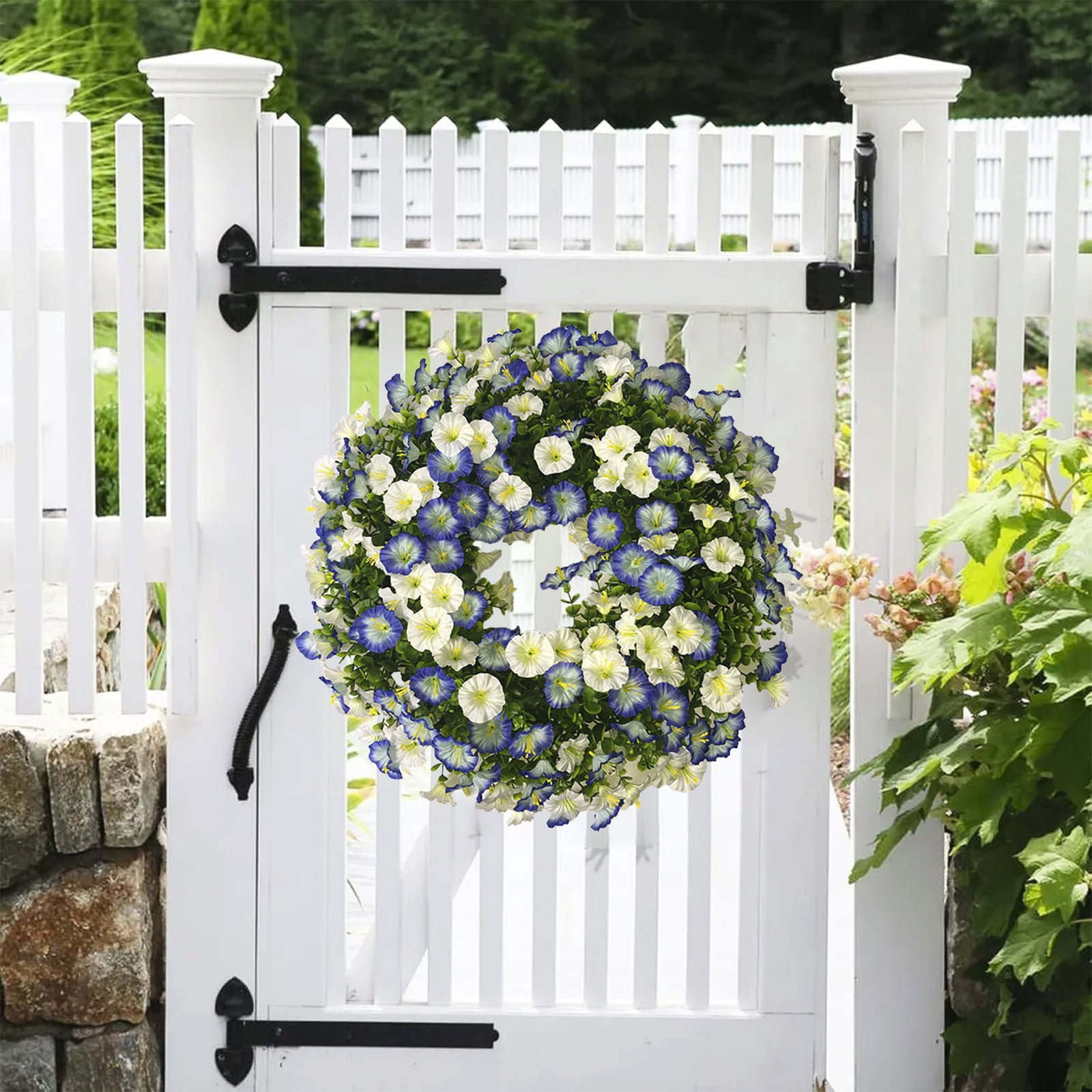 Kuroiy Artificial Winter Greenery Wreath for Front Door | Frosted Snow ...