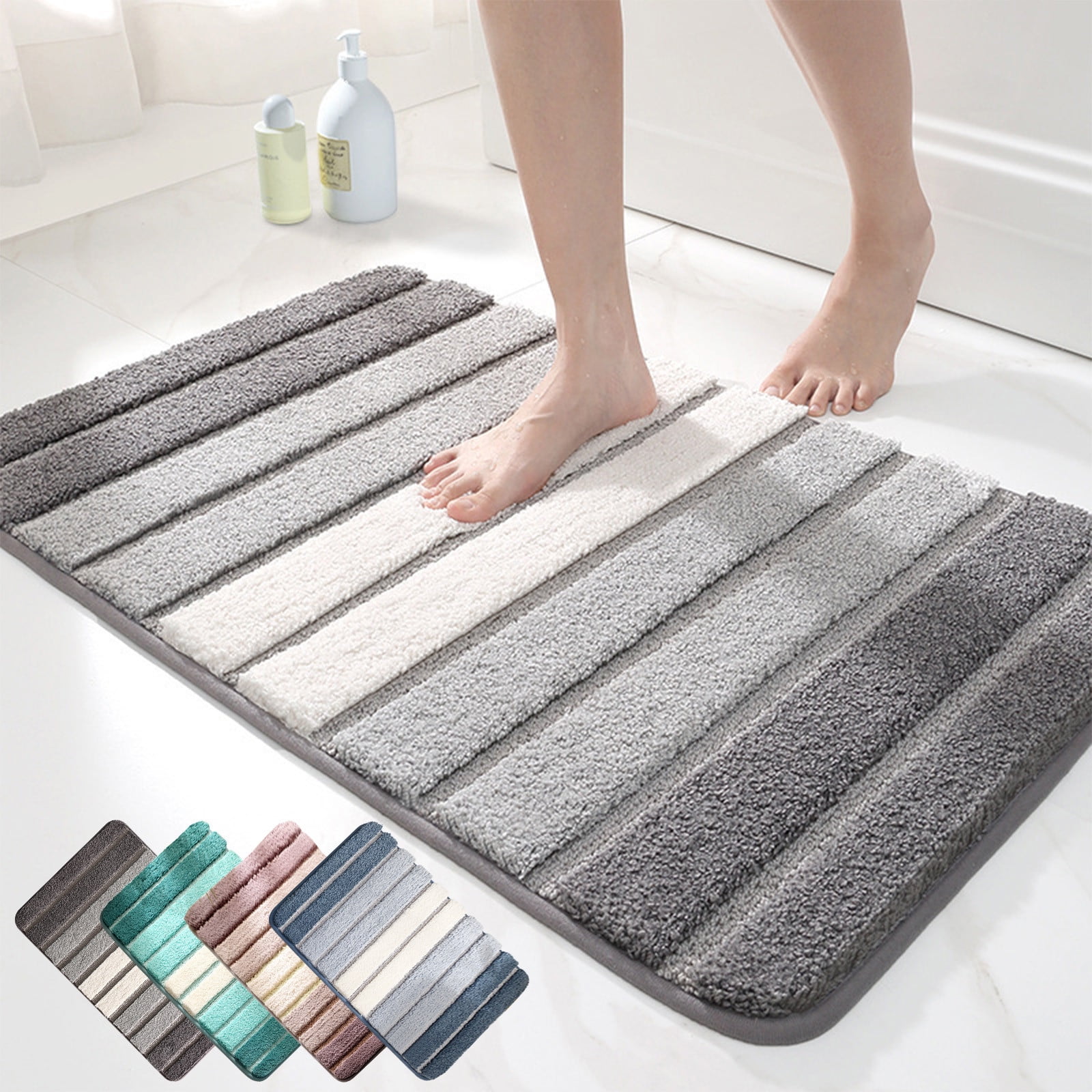 Kuroiy Bathroom Absorbent Floor Mat Modern Anti-Slip Rug Door Entry ...