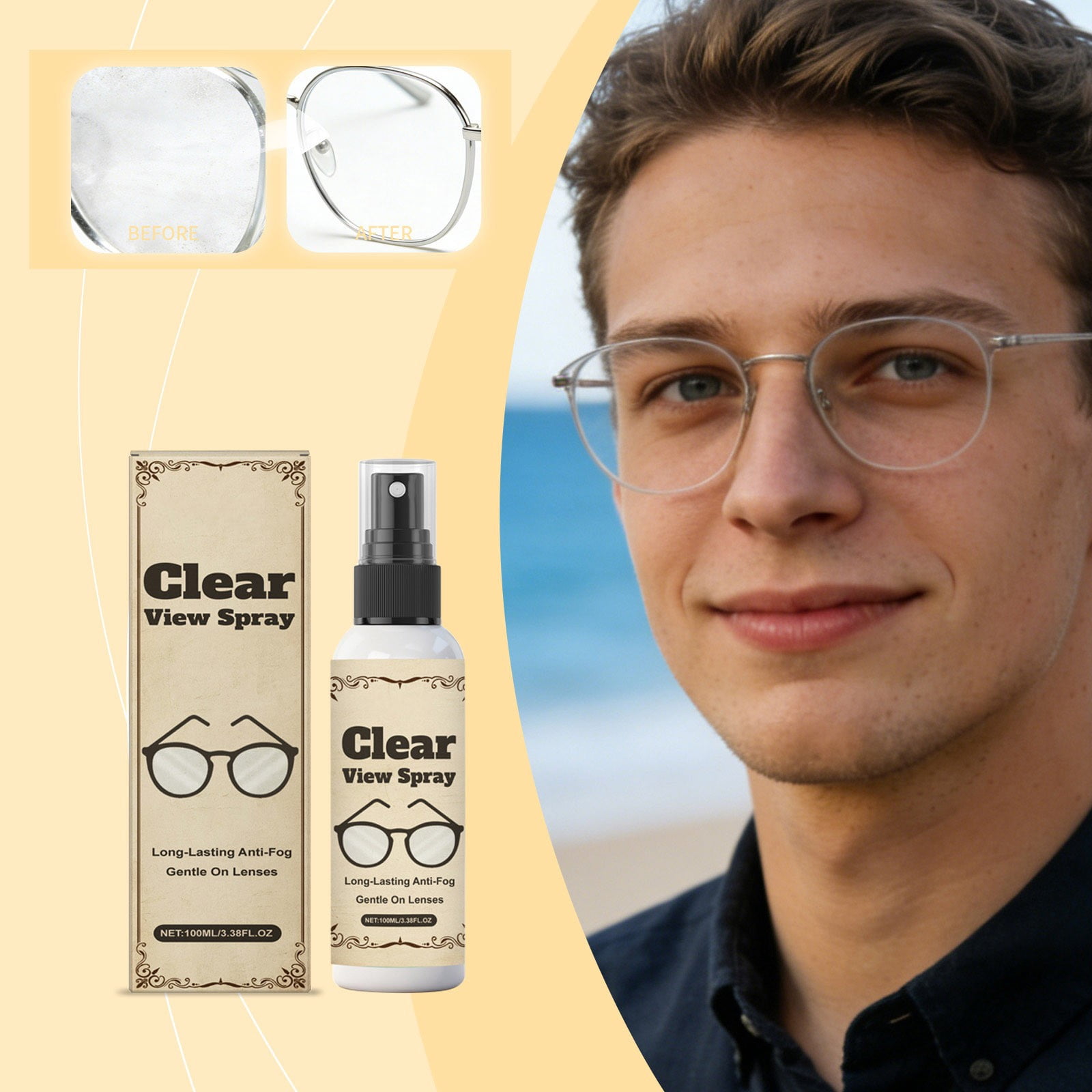 Kuroiy Eyeglasses Fogproof Spray 100ml, Anti-Fog Lens Cleaner, Abrasion ...