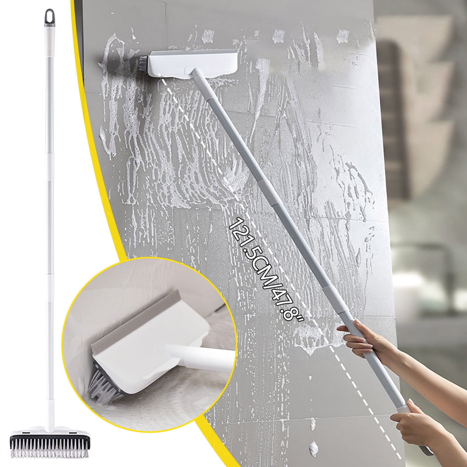 Kuroiy Floor Scrub Brush with Long Handle | 2-in-1 Stiff Bristle ...