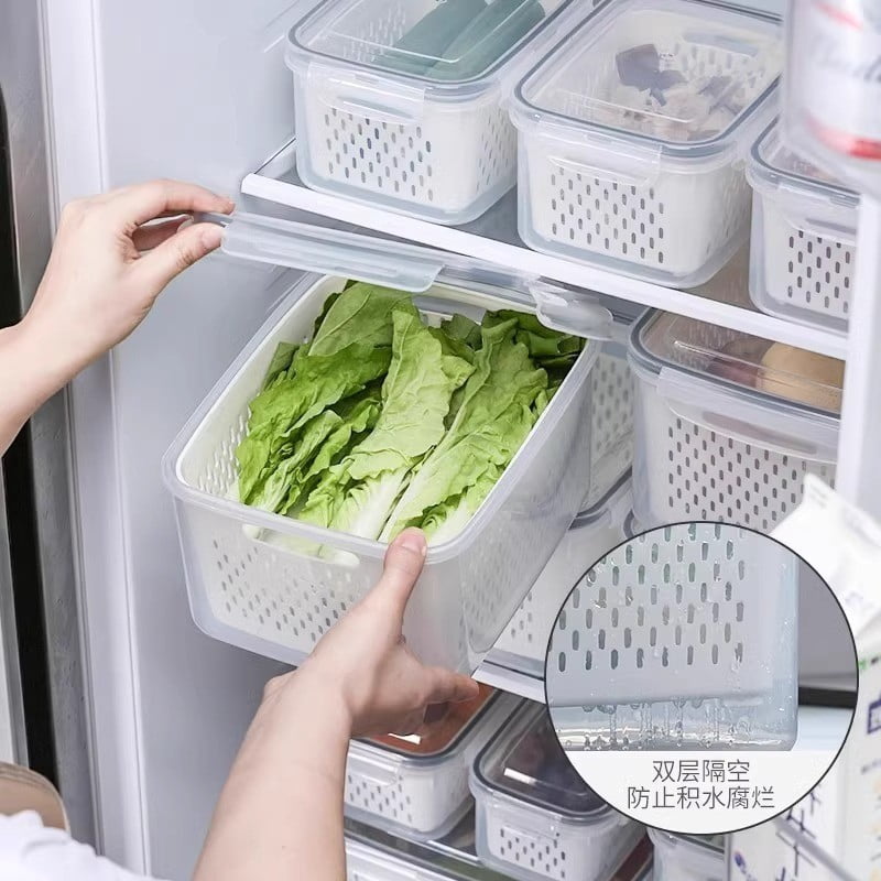 Kuroiy Food Storage Containers with Strainer for Fridge, 4 in 1 ...