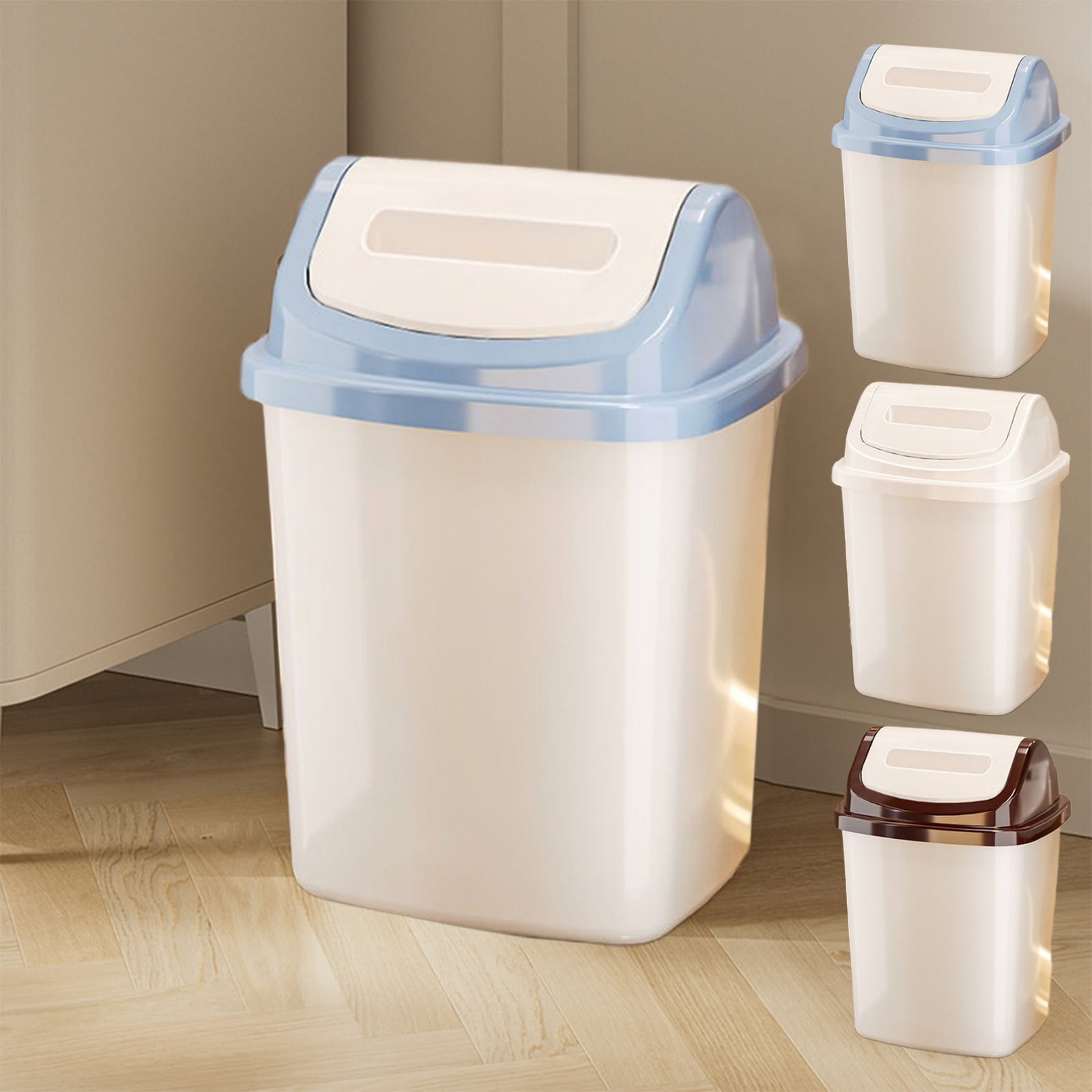 Kuroiy Small Bathroom Trash Can with Press-Flip Lid | Compact Plastic ...