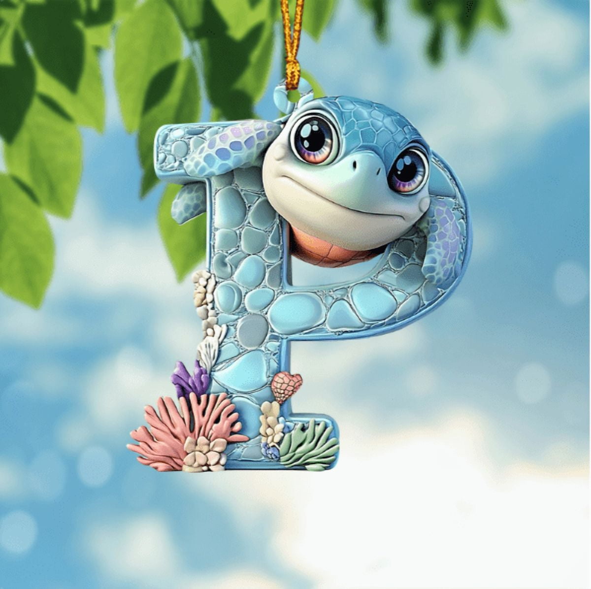 Kuroiy Turtle Letter Ornament | Adorable Sea Turtle Alphabet Decoration ...