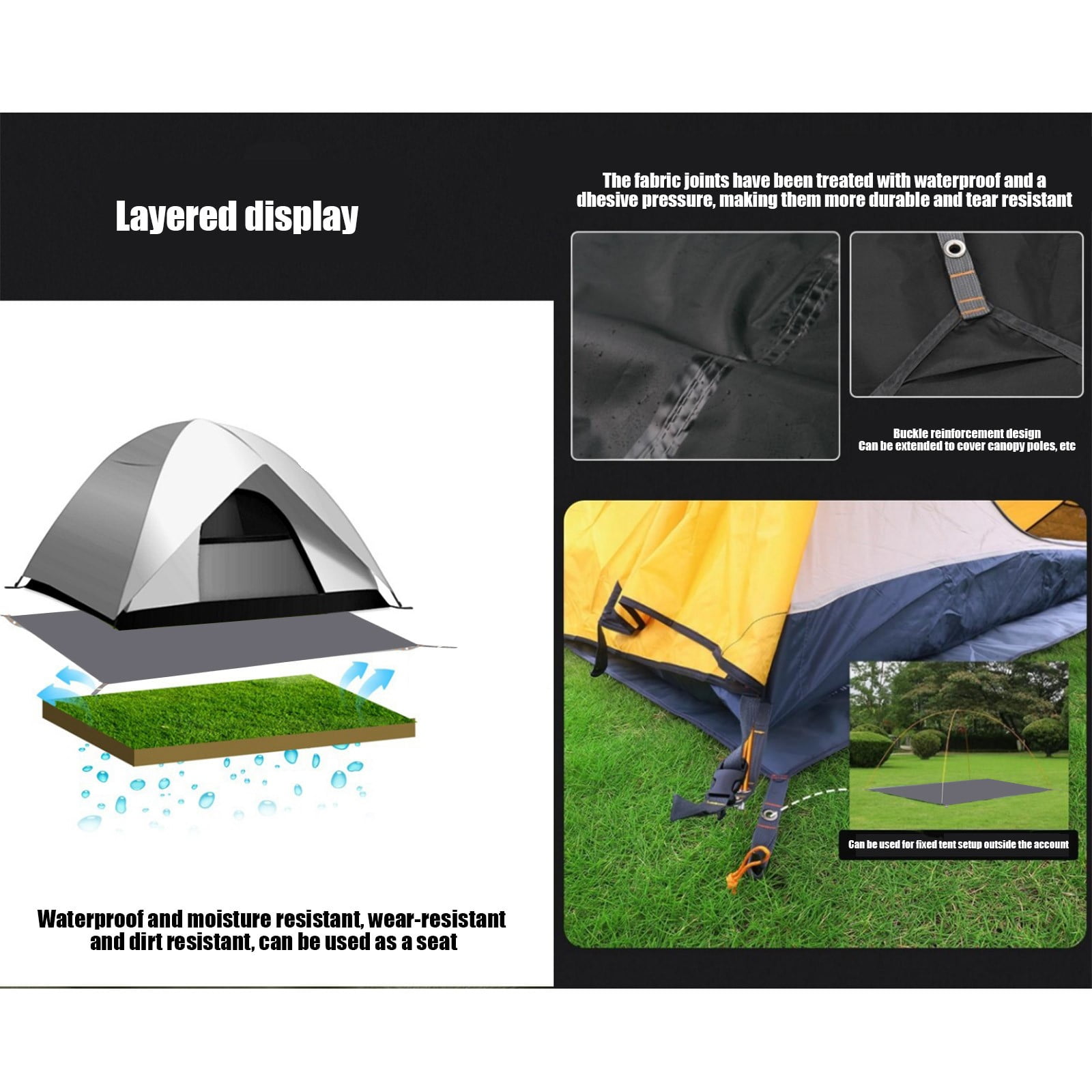 Kuroiy Waterproof Outdoor Dining Mat | Gray Picnic Blanket | Durable ...