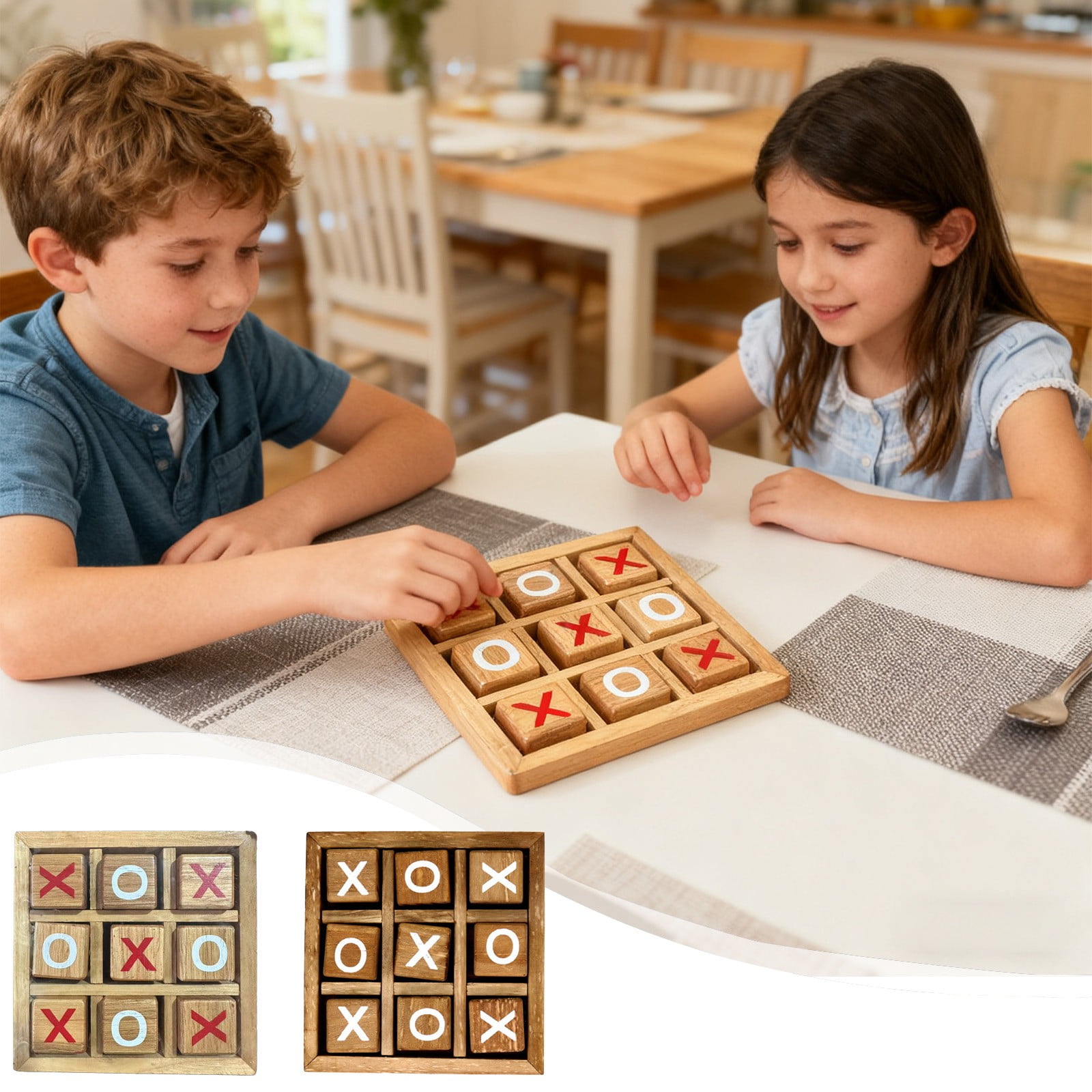 Kuroiy Wooden Tic Tac Toe Board Game | Compact Travel Size Noughts and ...