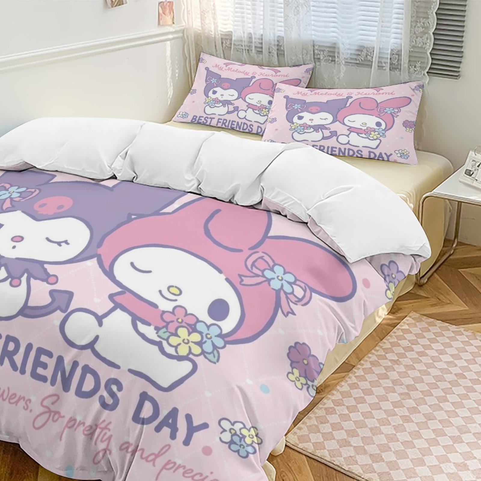 Kuromi 3 Piece Bedding Set Cartoon Comforter Set Cute Duvet Cover Sets ...