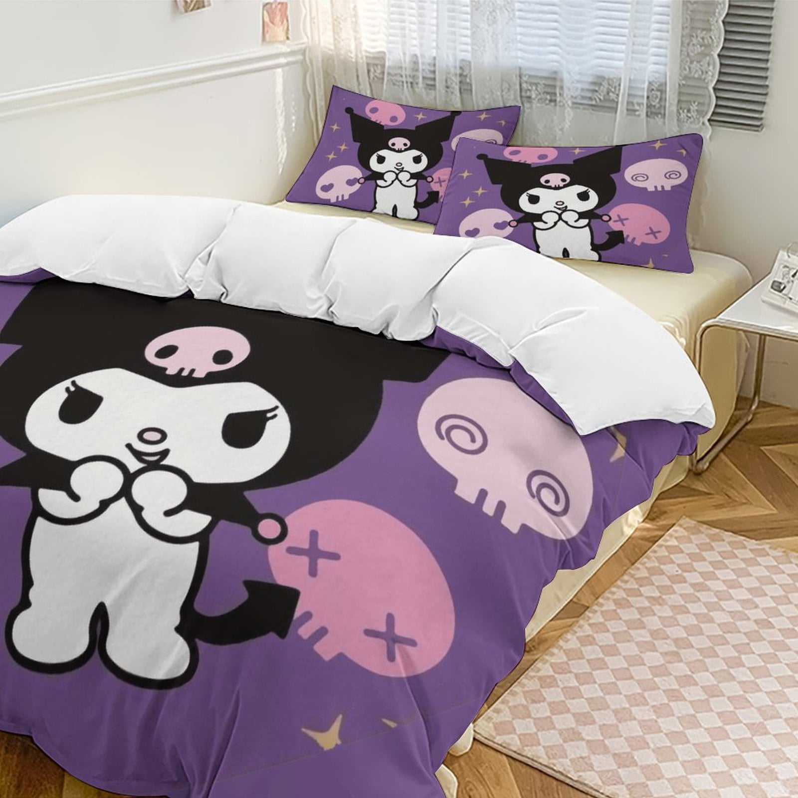Kuromi 3 Piece Bedding Set Cartoon Comforter Set Cute Duvet Cover Sets ...