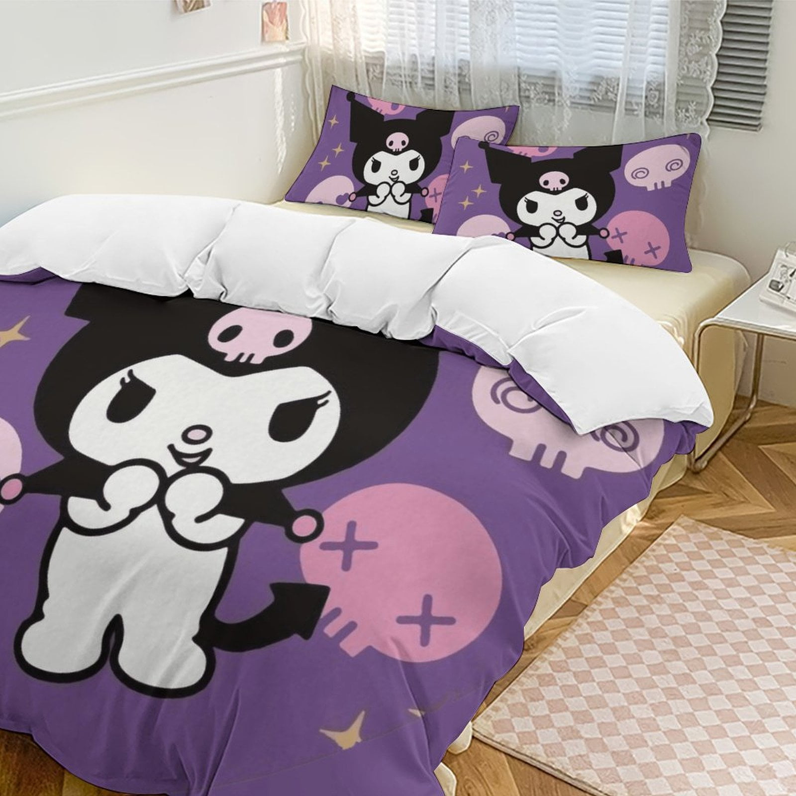 Kuromi 3 Piece Bedding Set Cartoon Comforter Set Cute Duvet Cover Sets ...