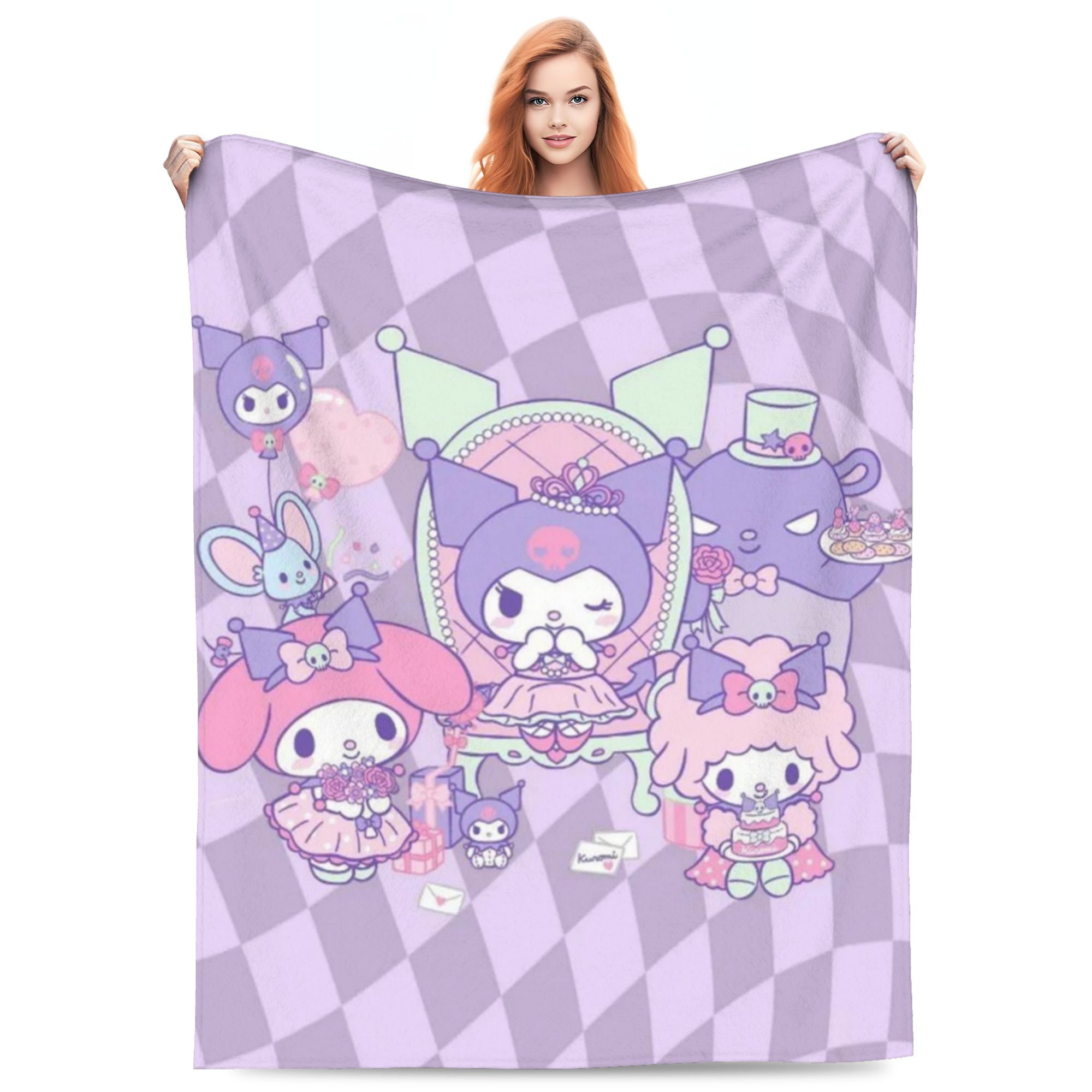 Kuromi And Melody Blanket Lightweight Throw Blanket Flannel Fleece Microfiber Plush Bed Blanket ...