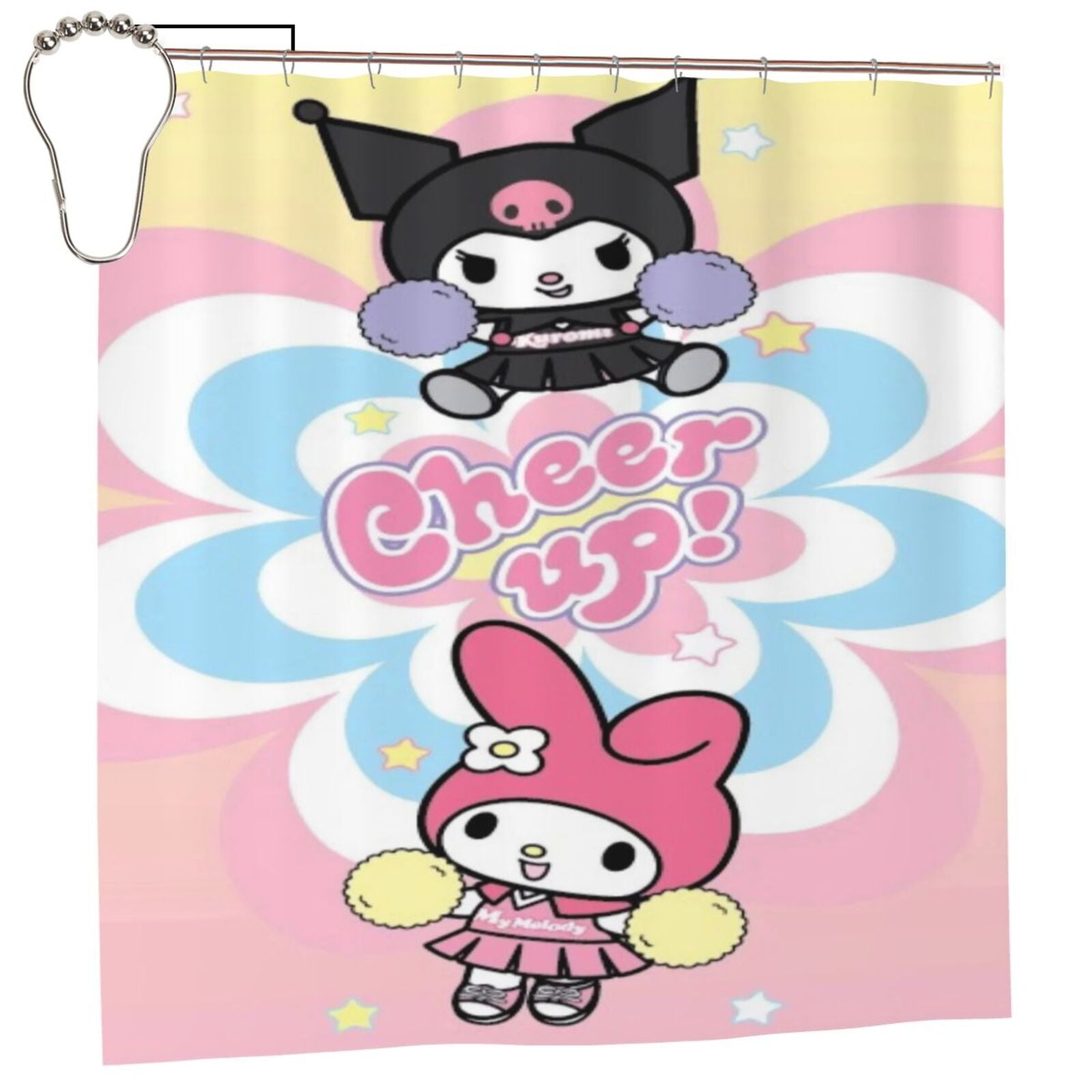 Kuromi And Melody Shower Curtain Waterproof Cartoon Anime Shower ...