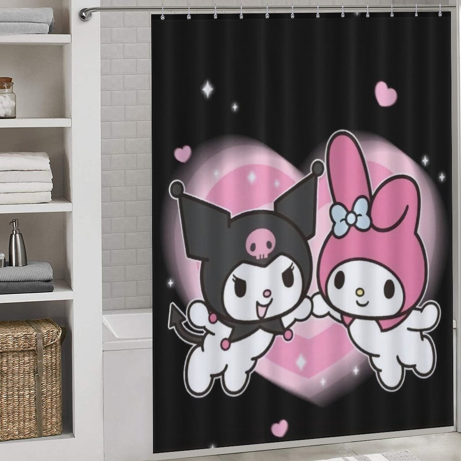 Kuromi And My Melody Berries Shower Curtain for Bathroom with 12 Hooks ...