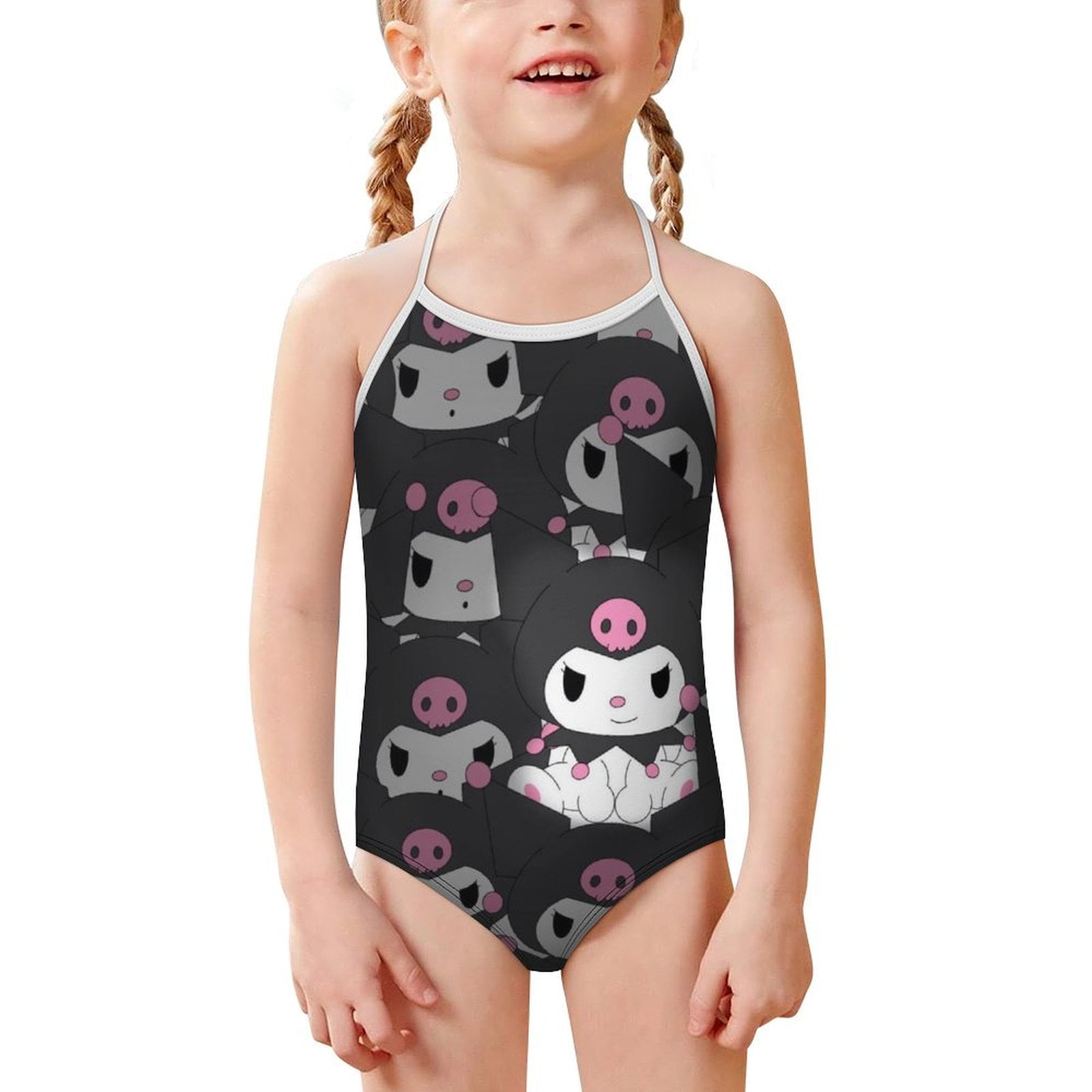 Kuromi And My Melody Girls One Piece Swimsuits Hawaiian Summer Swimwear ...