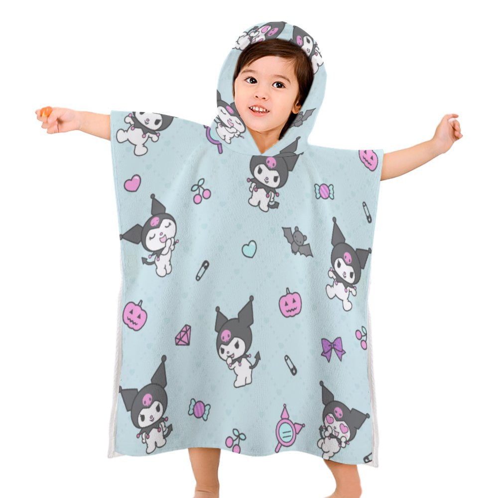 Kuromi And My Melody Kids Beach Towels with Hood Soft Quick Dry ...