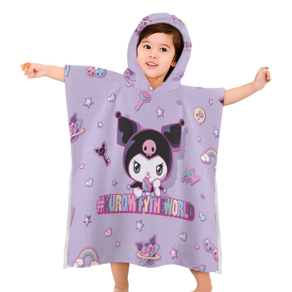 Kuromi And My Melody Kids Beach Towels with Hood Soft Quick Dry ...