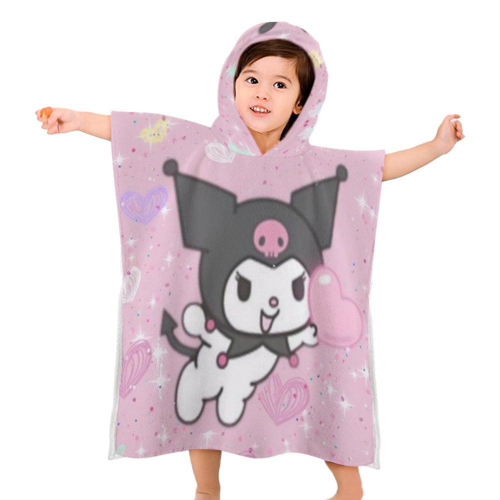 Kuromi And My Melody Kids Beach Towels with Hood Soft Quick Dry ...