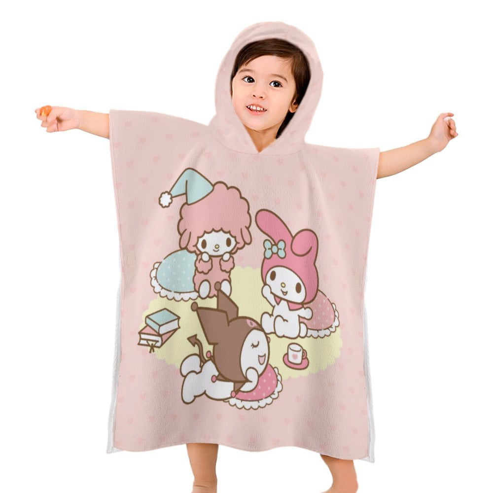 Kuromi And My Melody Kids Beach Towels with Hood Soft Quick Dry ...