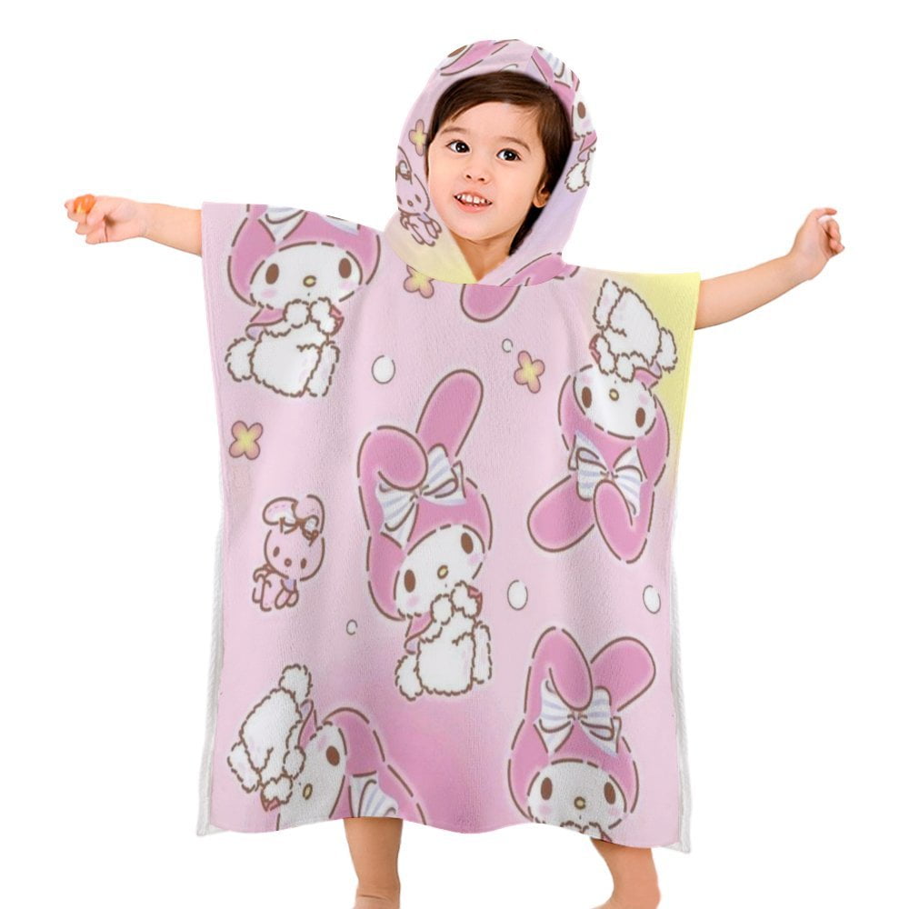 Kuromi And My Melody Kids Beach Towels with Hood Soft Quick Dry ...