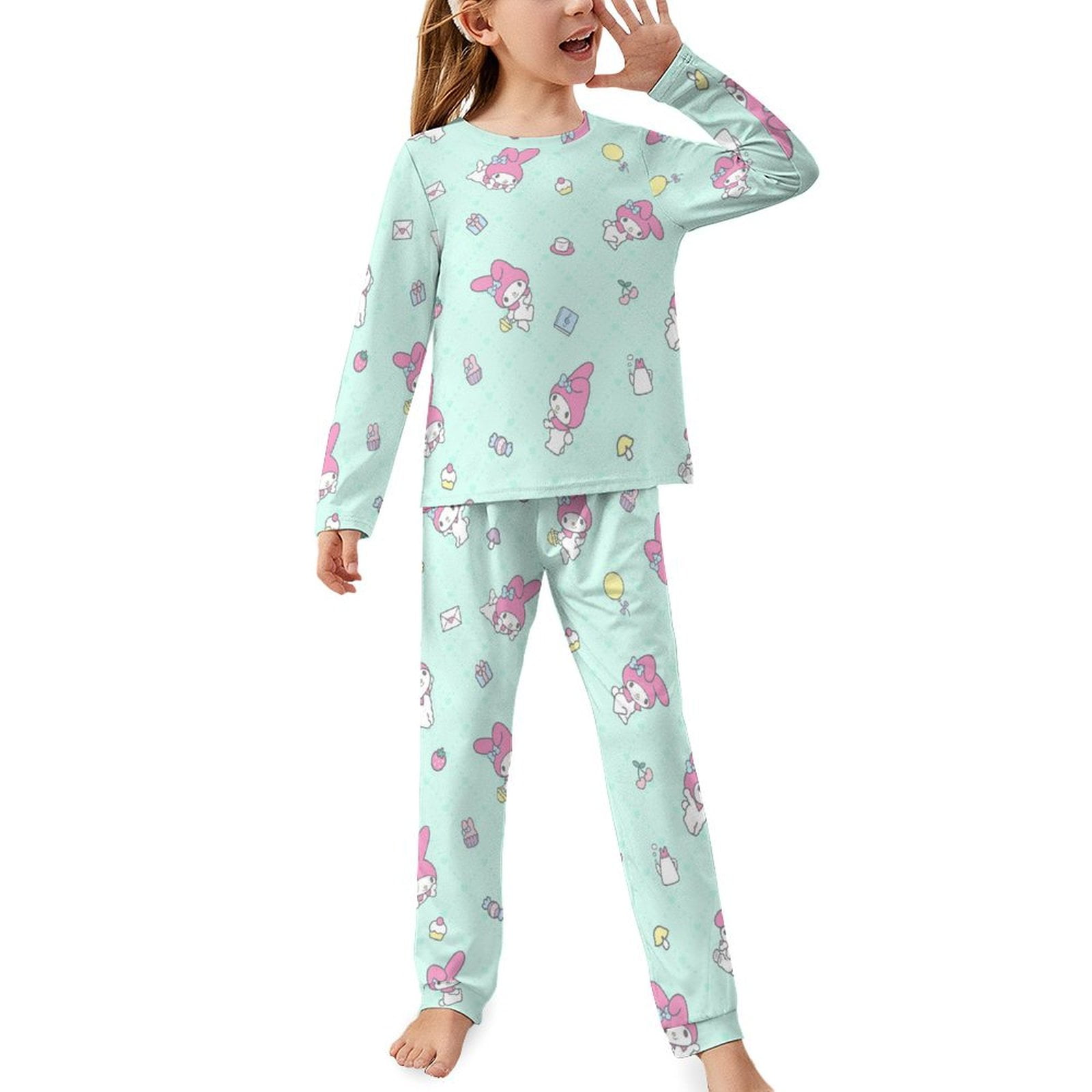 Kuromi And My Melody Long Sleeve Top And Pants 2 Piece Pajama Set ...