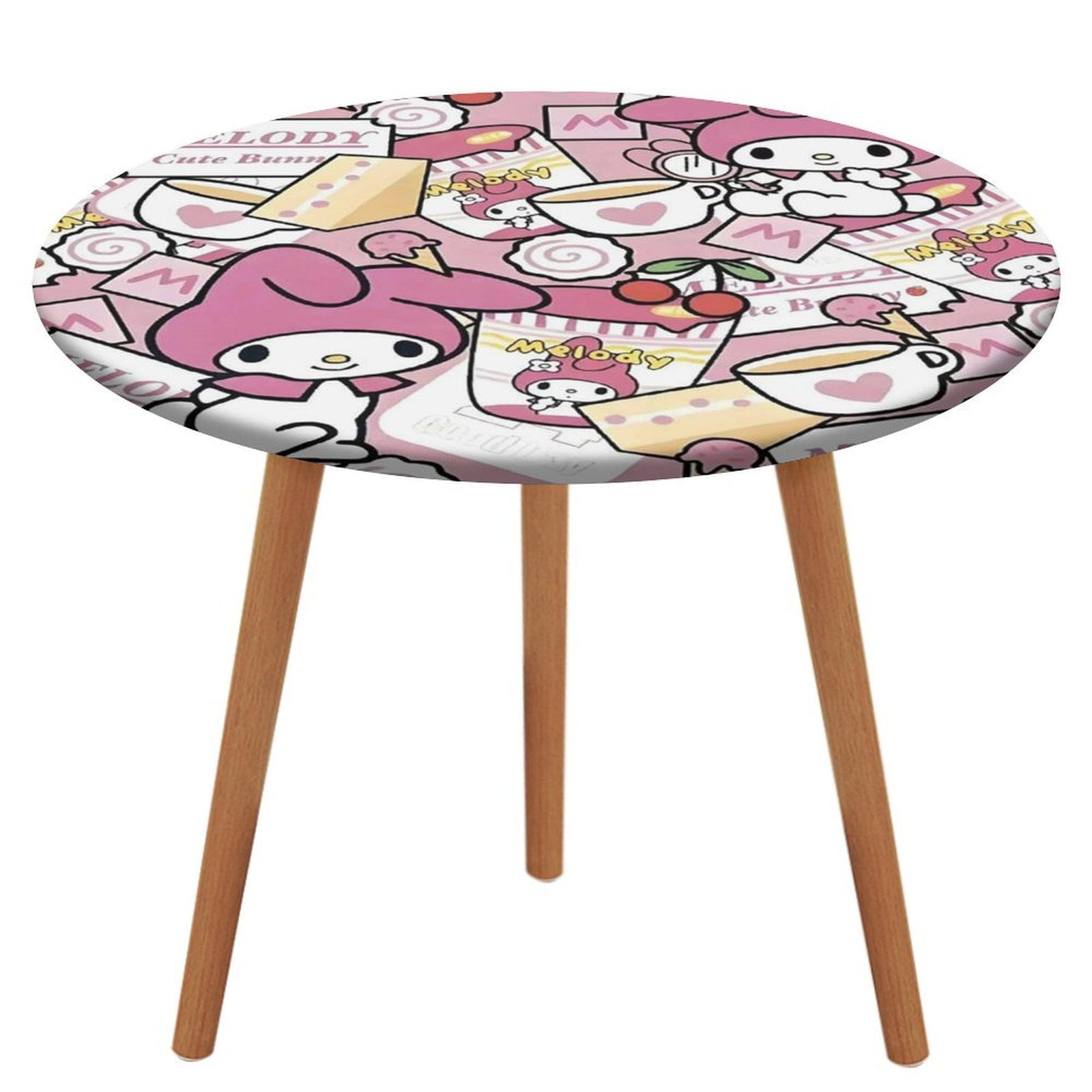 Kuromi And My Melody Round Fitted Tablecloth with Elastic Edge,Water ...