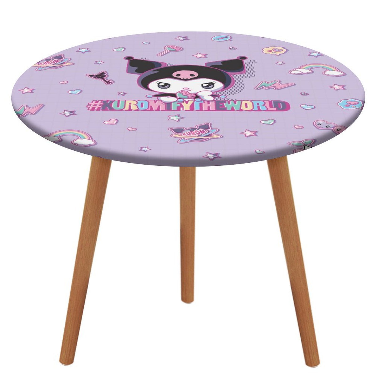 Kuromi And My Melody Round Fitted Tablecloth with Elastic Edge,Water ...