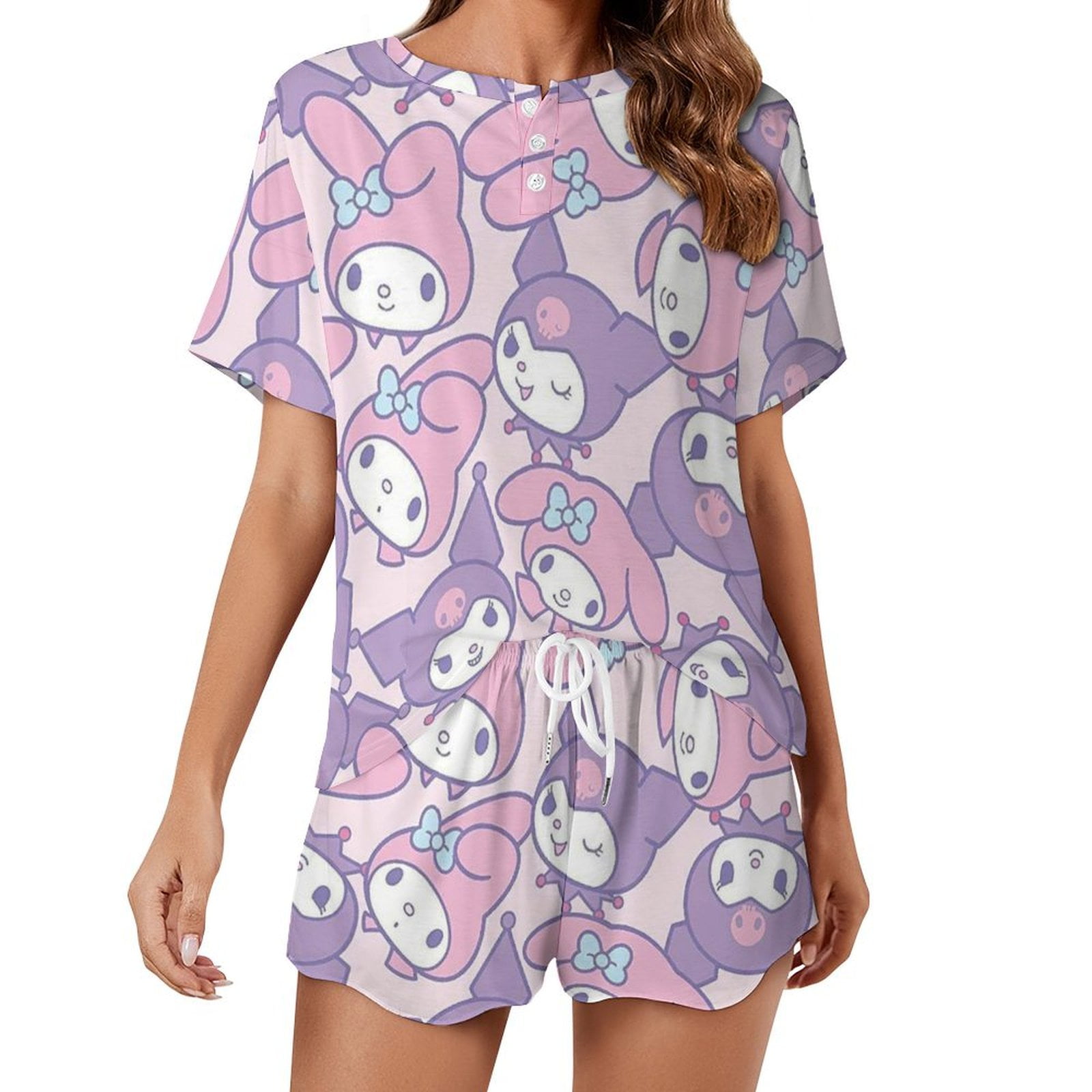Kuromi And My Melody Women Pajamas Set Loungewear Sleepwear 2 Piece PJ ...