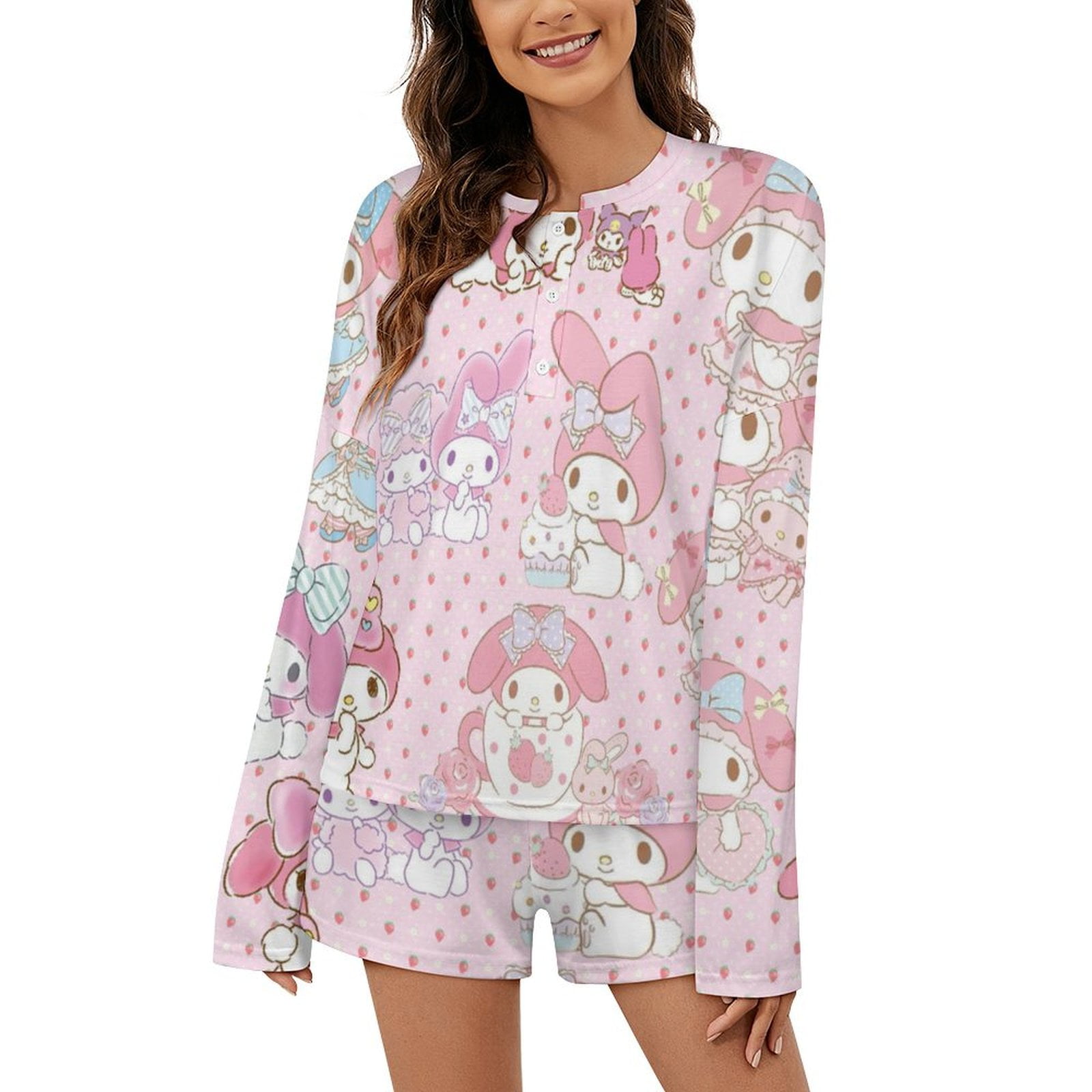 Kuromi And My Melody Women Pajamas Set Loungewear Sleepwear 2 Piece PJ ...