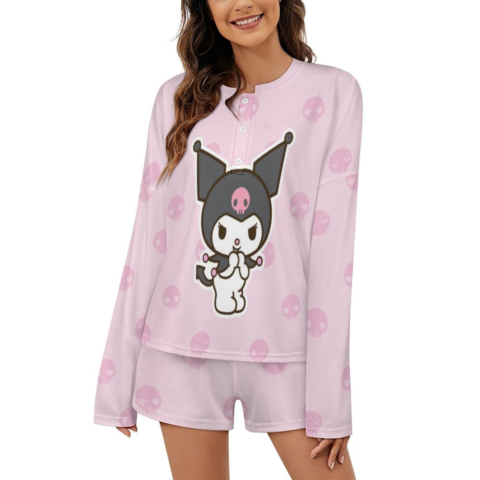 Kuromi And My Melody Women Pajamas Set Loungewear Sleepwear 2 Piece PJ ...