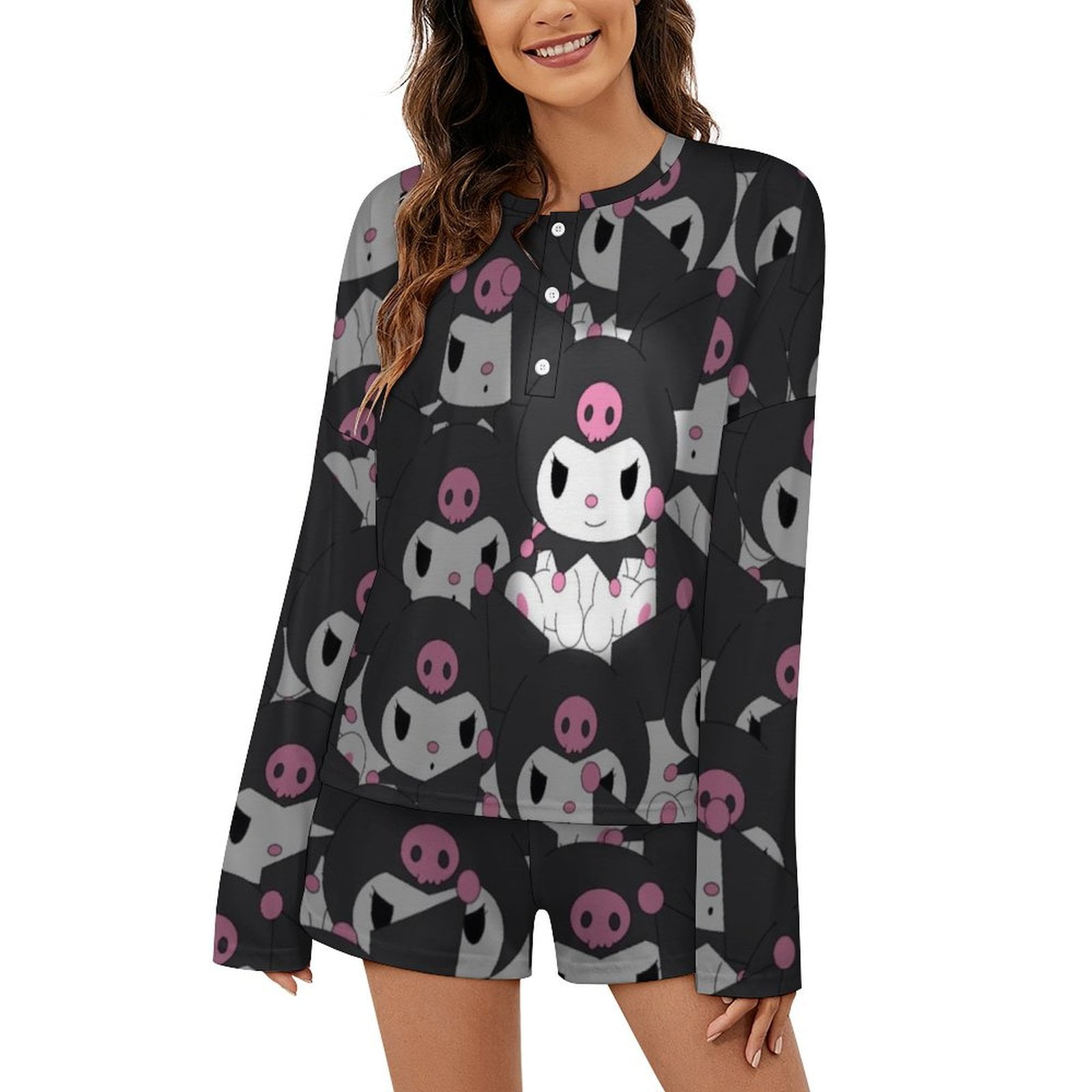 Kuromi And My Melody Women Pajamas Set Loungewear Sleepwear 2 Piece PJ ...