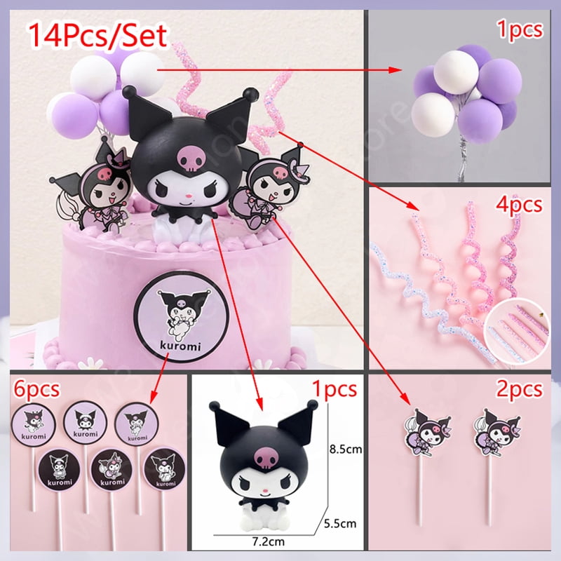 Kuromi Anime Action Figure Cake Decoration Sanrio Happy Birthday Cake ...