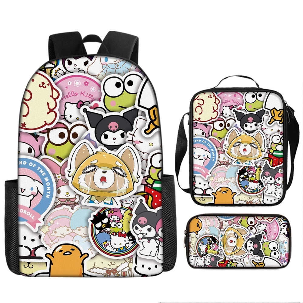 Kuromi Anime Backpack Set 3 Pieces with Lunch Bag and Pencil Case for ...