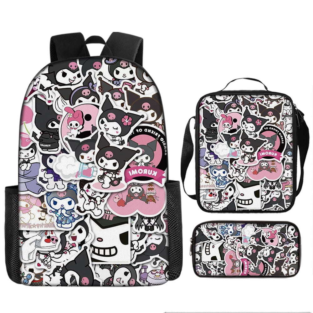 Kuromi Anime Backpack Set 3 Pieces with Lunch Bag and Pencil Case for ...