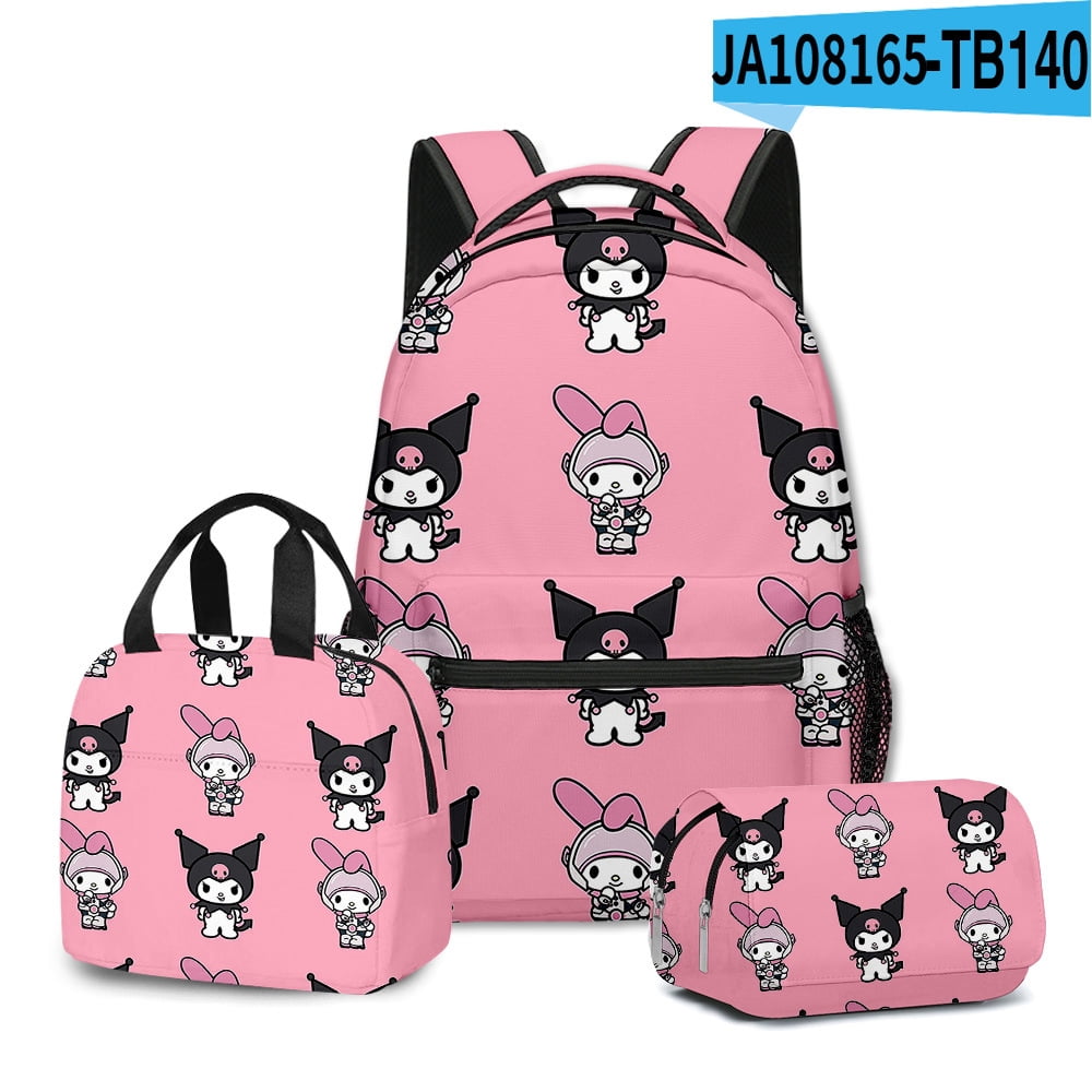 Kuromi Anime Backpack Set 3 Pieces with Lunch Bag and Pencil Case for ...