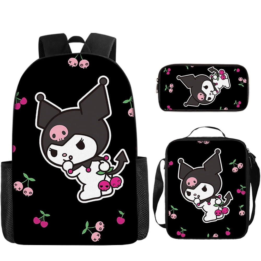 Kuromi Anime Backpack Set 3 Pieces with Lunch Bag and Pencil Case for ...