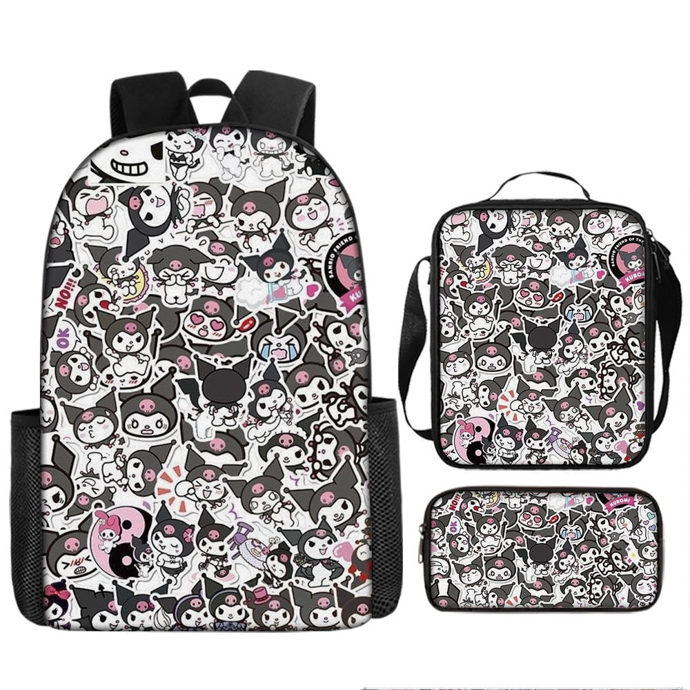 Kuromi Anime Backpack Set 3 Pieces with Lunch Bag and Pencil Case for ...