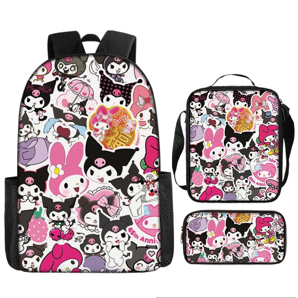 Kuromi Anime Backpack Set 3 Pieces with Lunch Bag and Pencil Case for ...