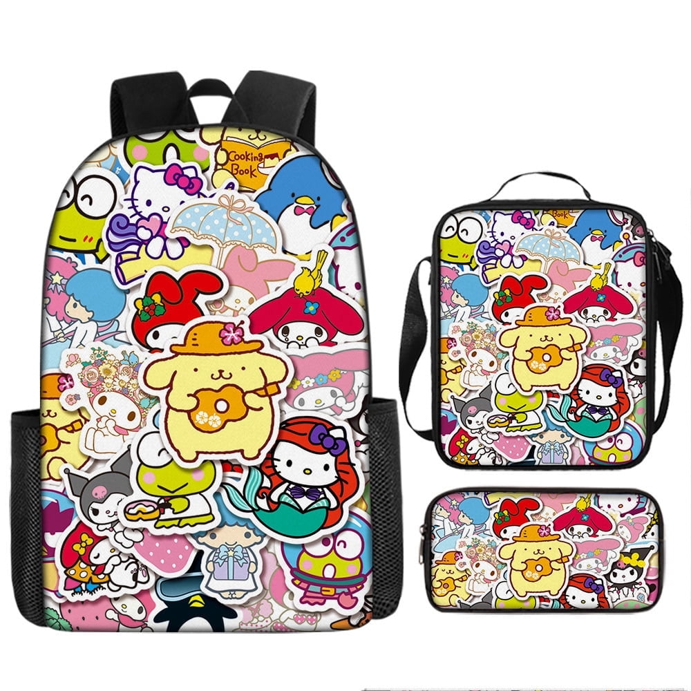 Kuromi Anime Backpack Set 3 Pieces with Lunch Bag and Pencil Case for ...