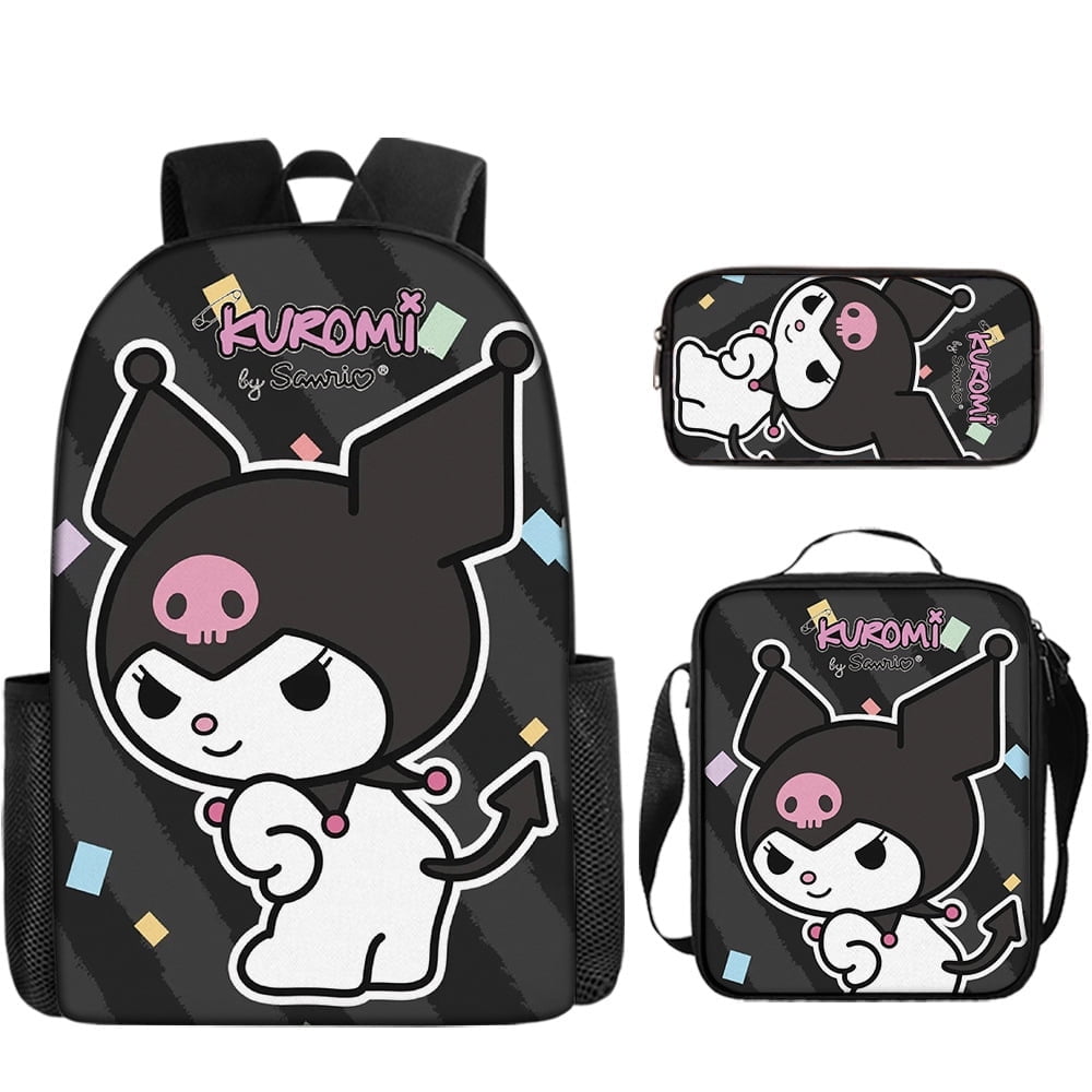 Kuromi Anime Backpack Set 3 Pieces with Lunch Bag and Pencil Case for ...