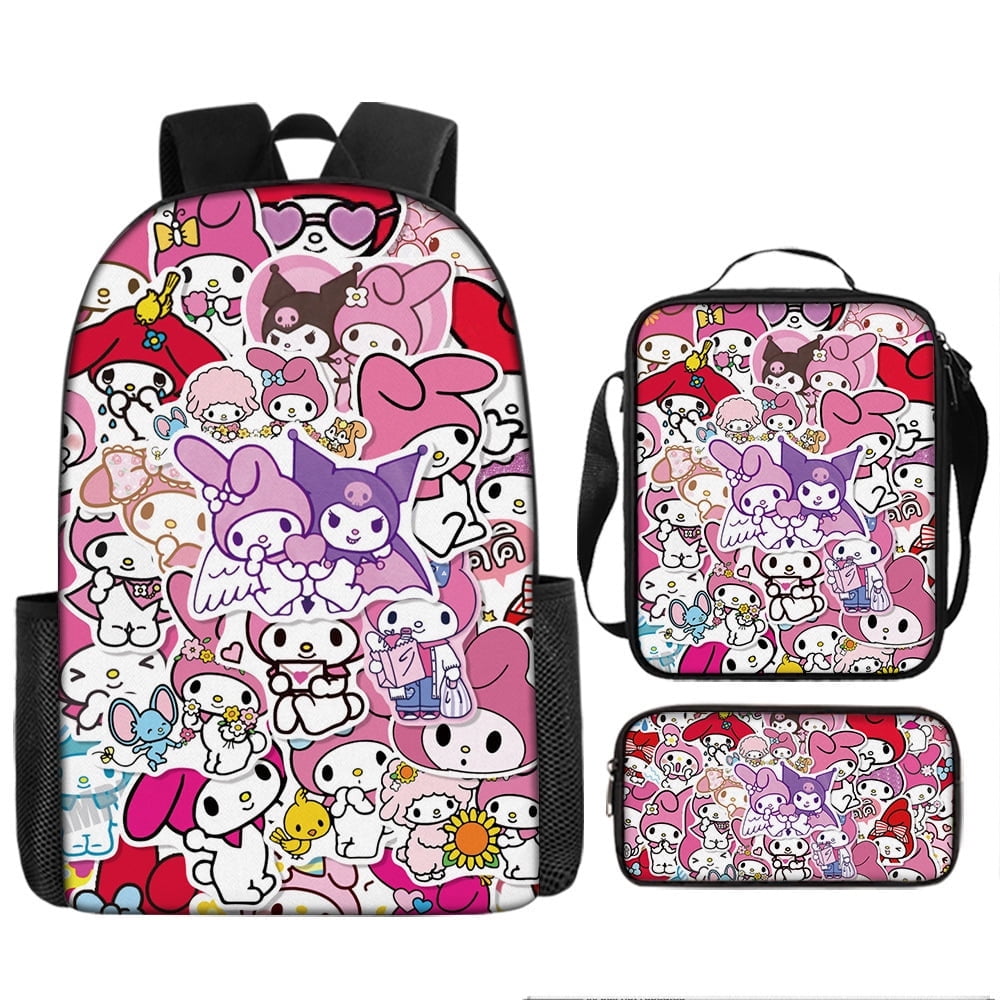 Kuromi Anime Backpack Set 3 Pieces with Lunch Bag and Pencil Case for ...