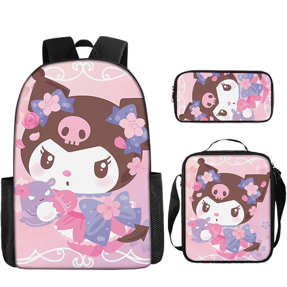 Kuromi Anime Backpack Set 3 Pieces with Lunch Bag and Pencil Case for ...