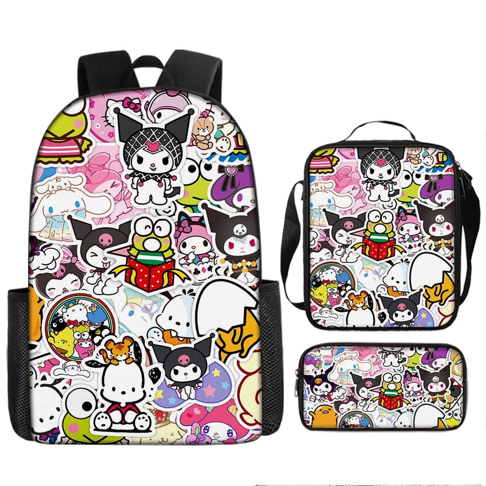 Kuromi Anime Backpack Set 3 Pieces with Lunch Bag and Pencil Case for ...