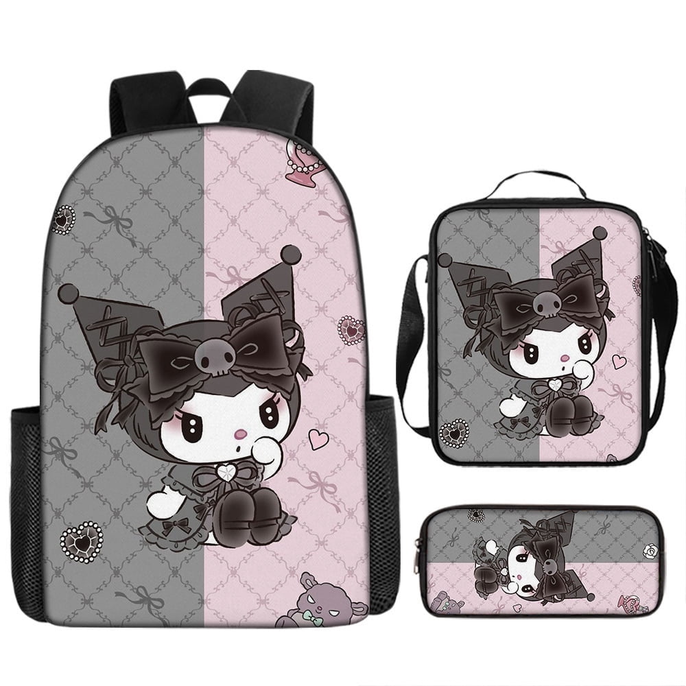 Kuromi Anime Backpack Set 3 Pieces with Lunch Bag and Pencil Case for ...