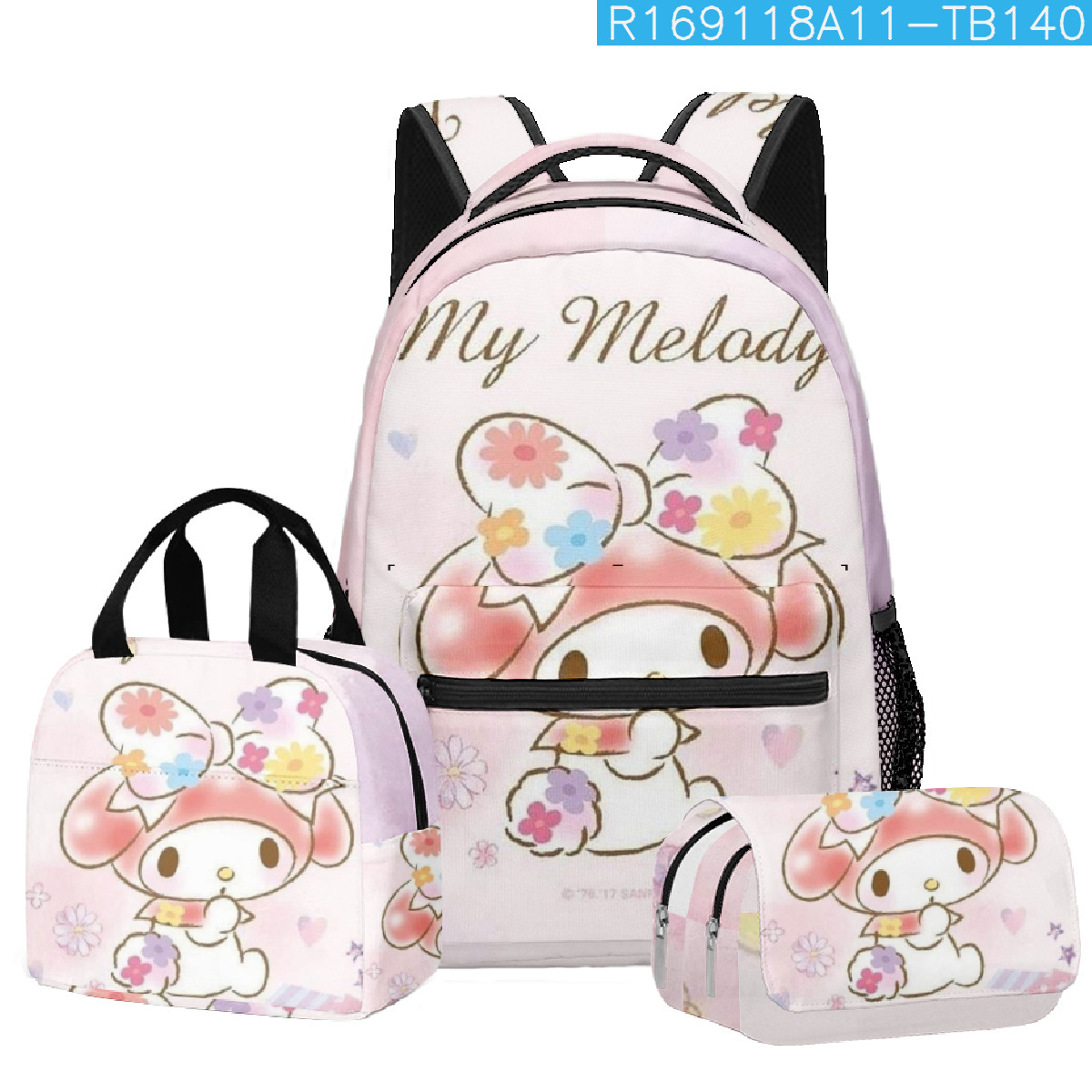Kuromi Anime Backpack Set 3 Pieces Lunch Bag and Pencil Case for Women ...