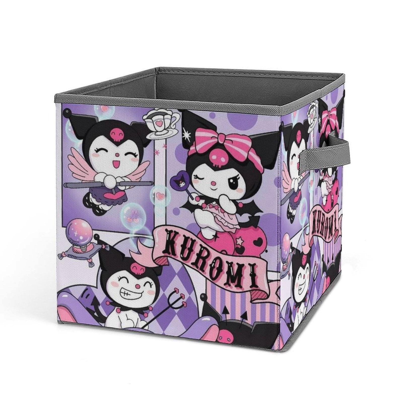Kuromi Anime Cartoon Cube Storage Bins for Shelves, Fabric Collapsible ...